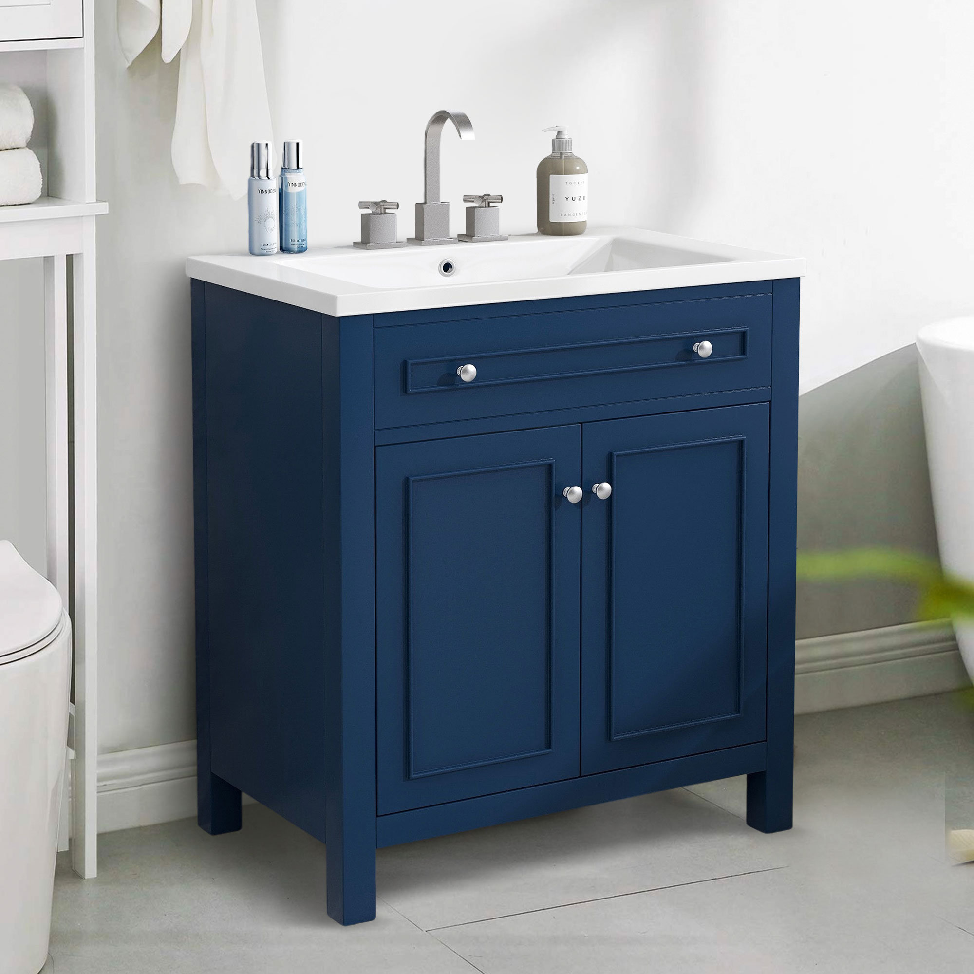 Magiccactus 29.4'' Single Bathroom Vanity Base Only in Blue | Wayfair