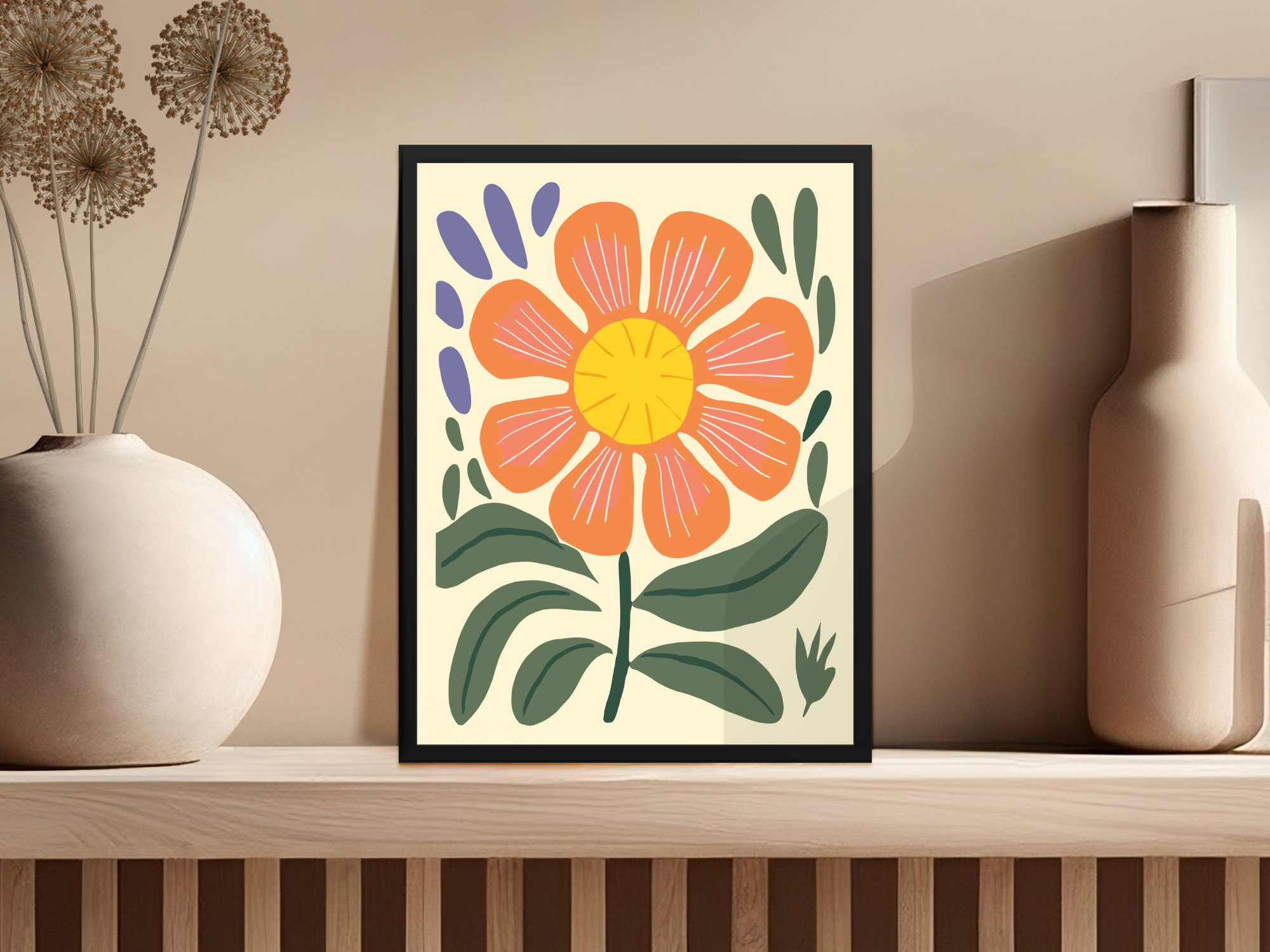 Brayden Studio Artistic Floral Wall Decor Modern Flower Design Poster ...