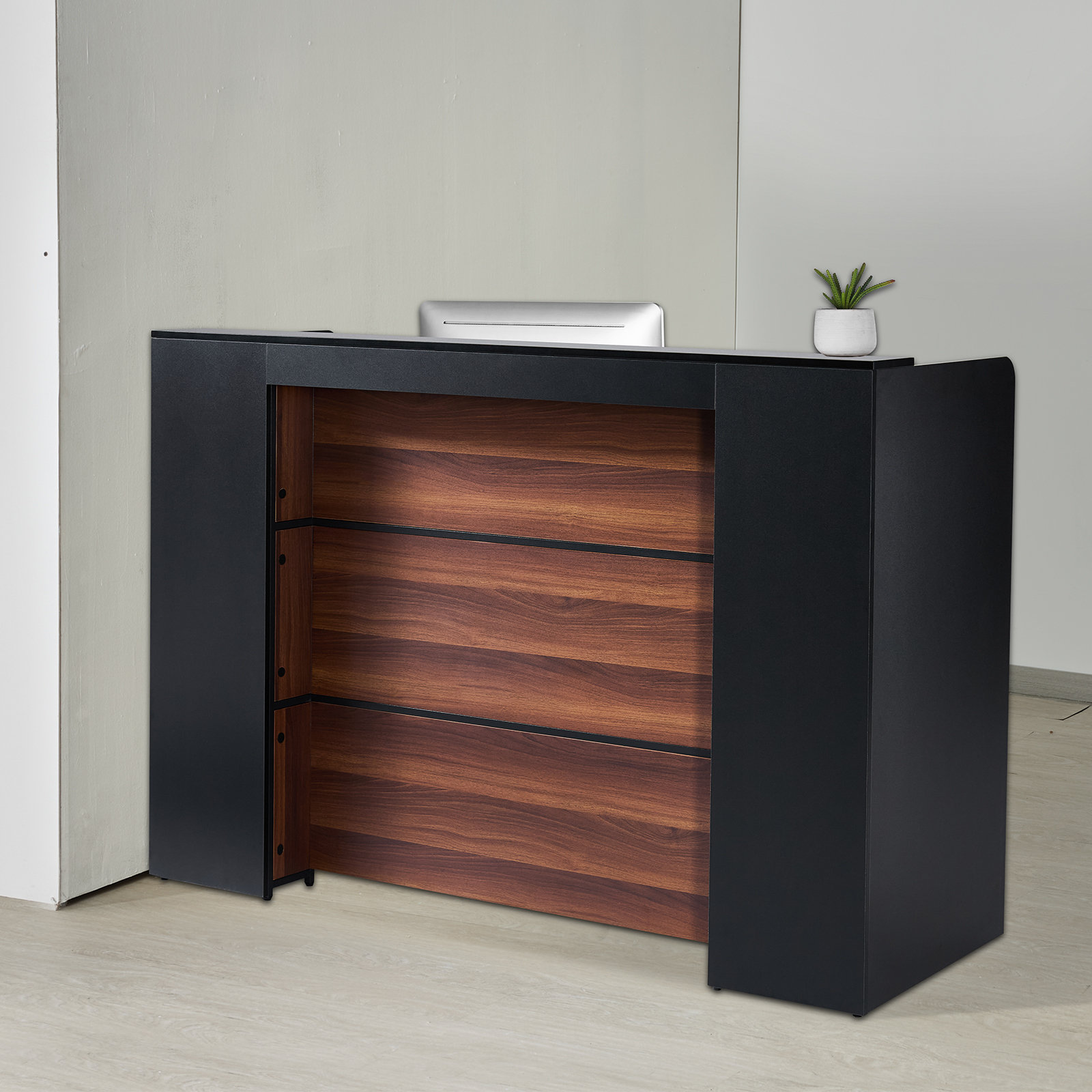 Ebern Designs Reception Desk Rectangular Front Counter Table 62.99 in ...