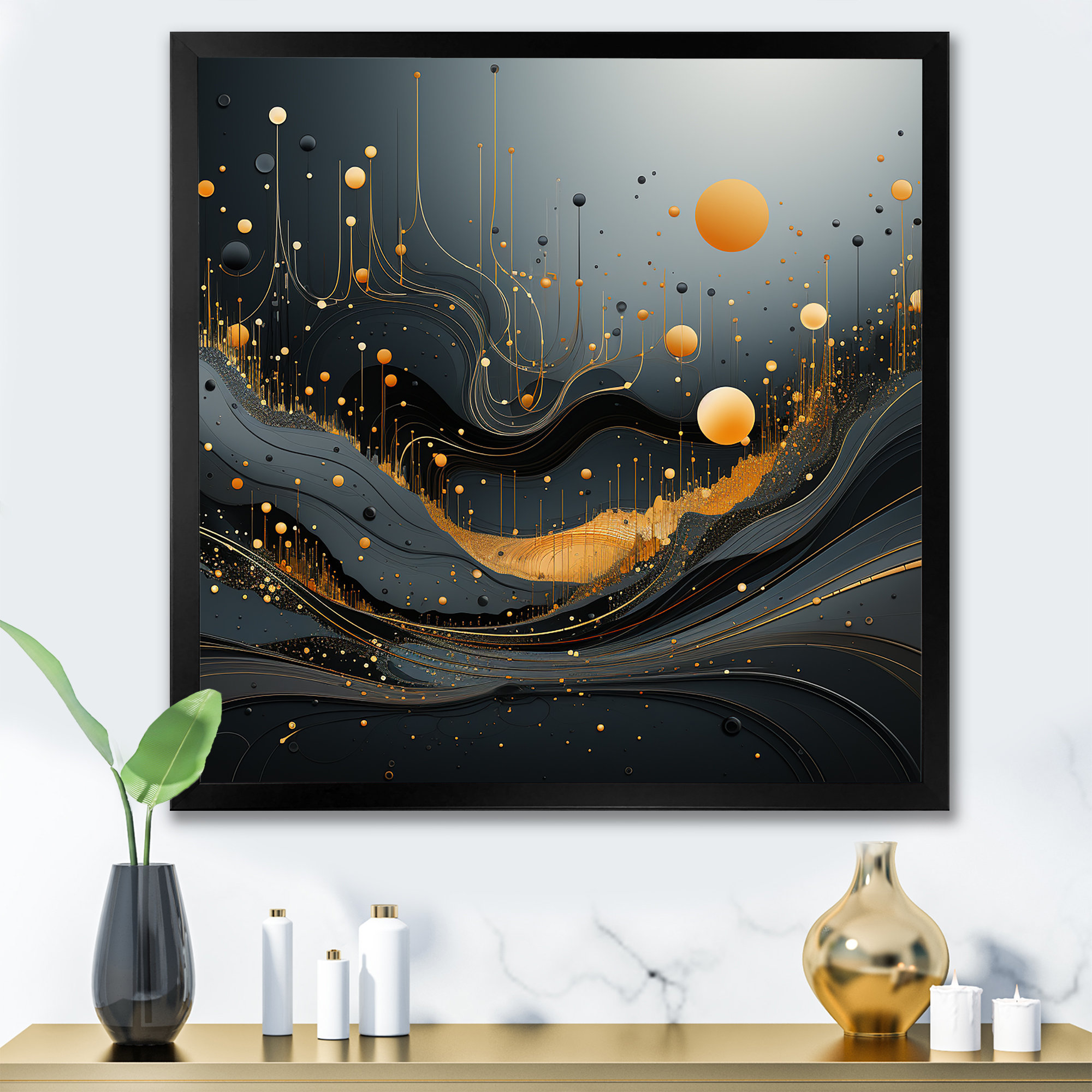 Everly Quinn Gold And Grey Volcano Fusion III - Marble Wall Decor ...