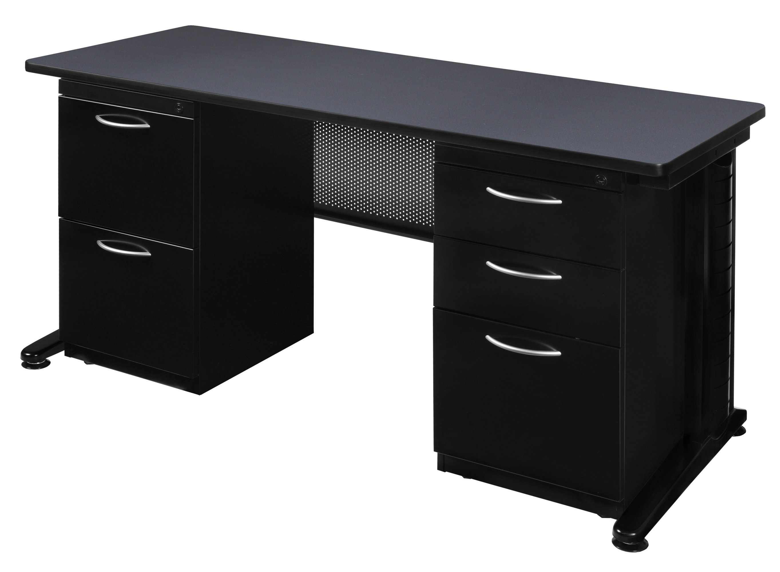 Inbox Zero Nevjana Fusion Teachers Desk with Double Pedestal Drawer ...