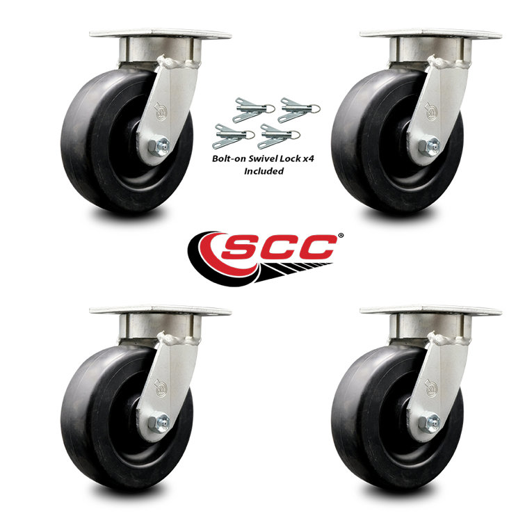 Service Caster 6 Inch Kingpinless Polyolefin Wheel Swivel Caster Set ...