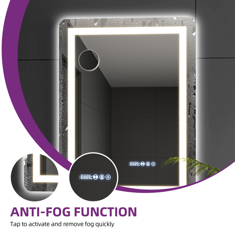 Wrought Studio™ 24'' x 32'' Smart LED Bathroom Mirror with IR Sensor ...