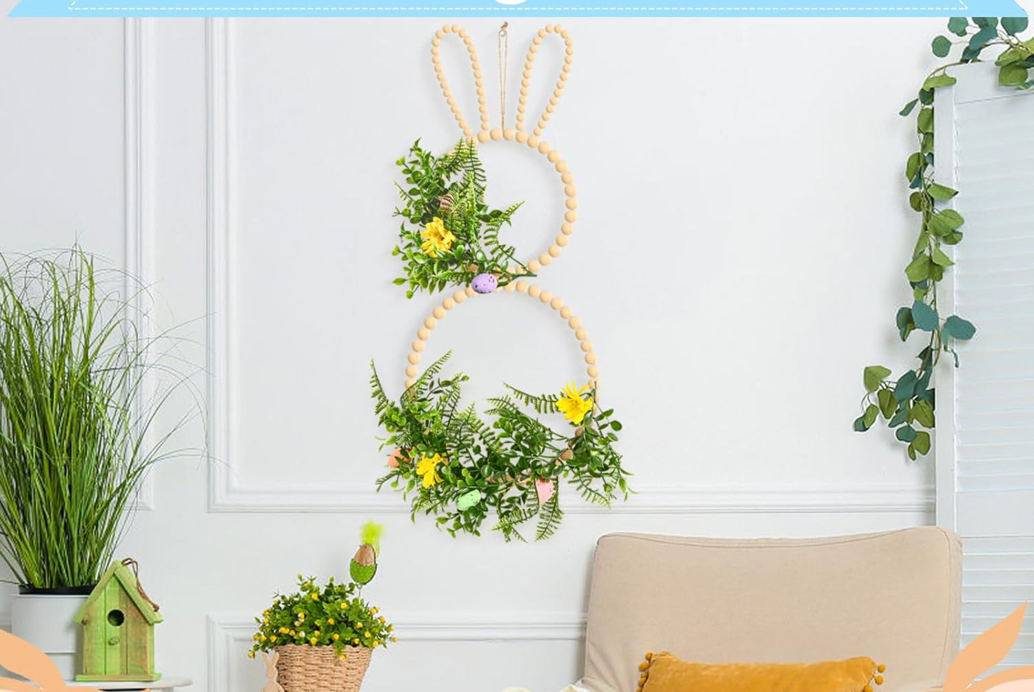 The Holiday Aisle® 27 Inch Easter Wreaths For Front Door Bunny Spring ...