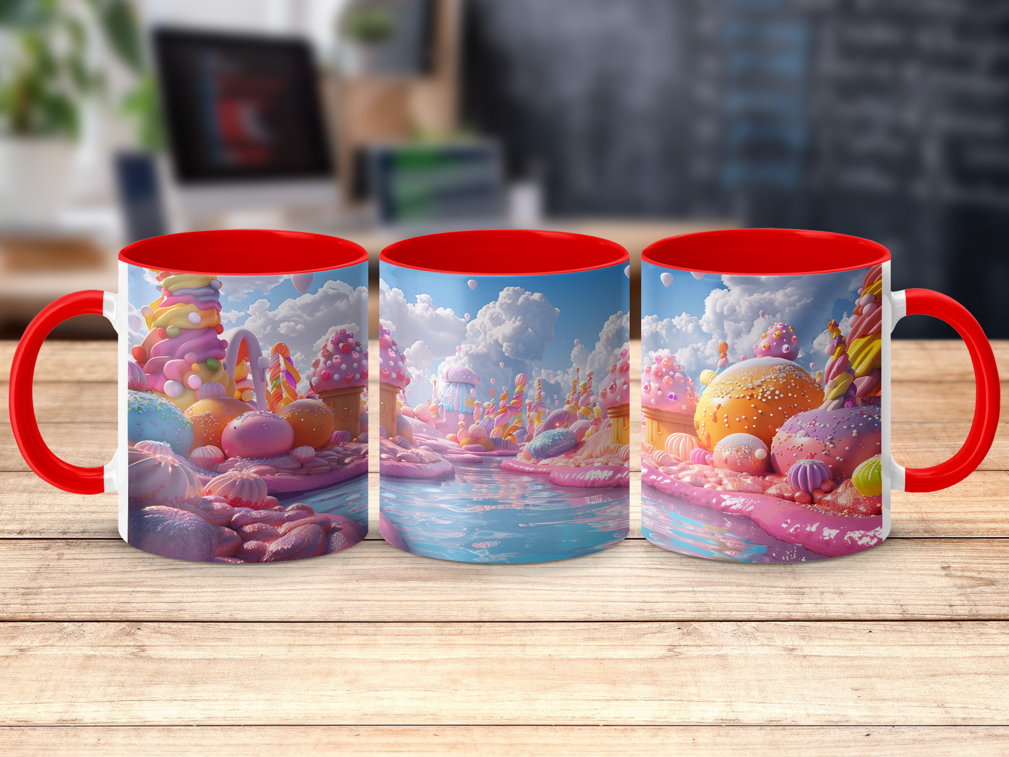East Urban Home Colourful 3D Design 11oz Accent Mugs – White Ceramic ...
