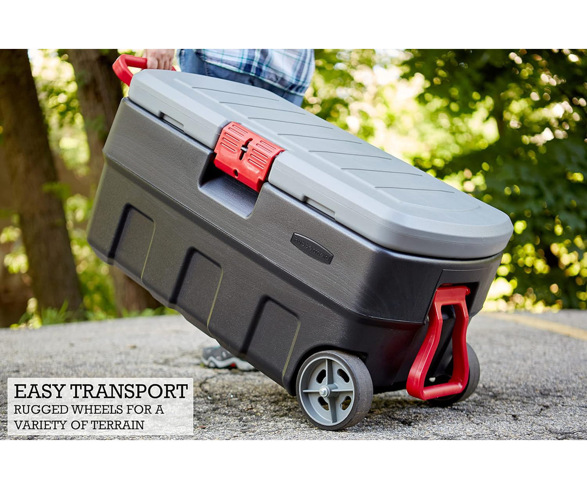 Rubbermaid 35 Gal Wheeled Action Packer Heavy Duty Storage Tote with ...
