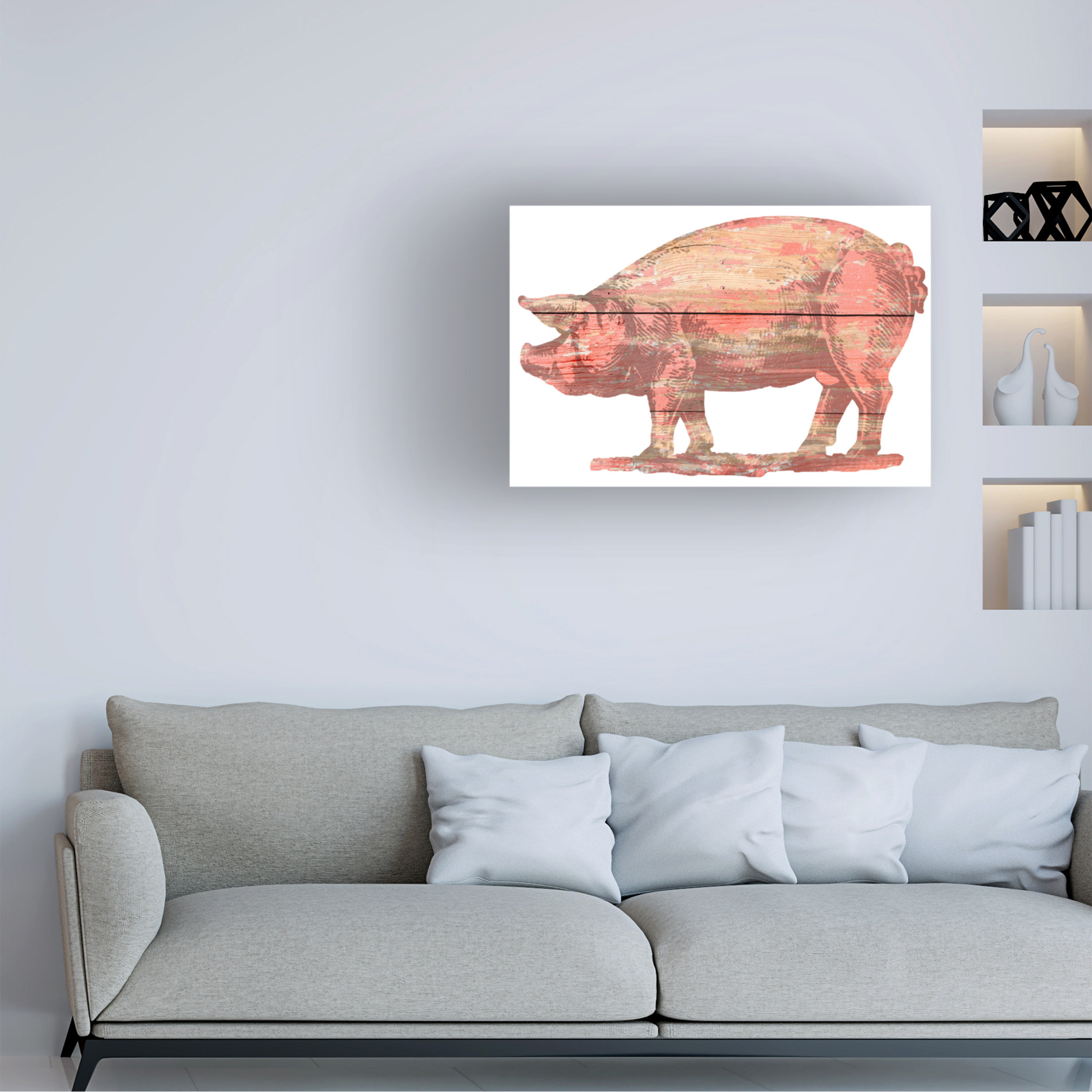August Grove Pig Cut Out On Canvas by RetroPlanet Print | Wayfair