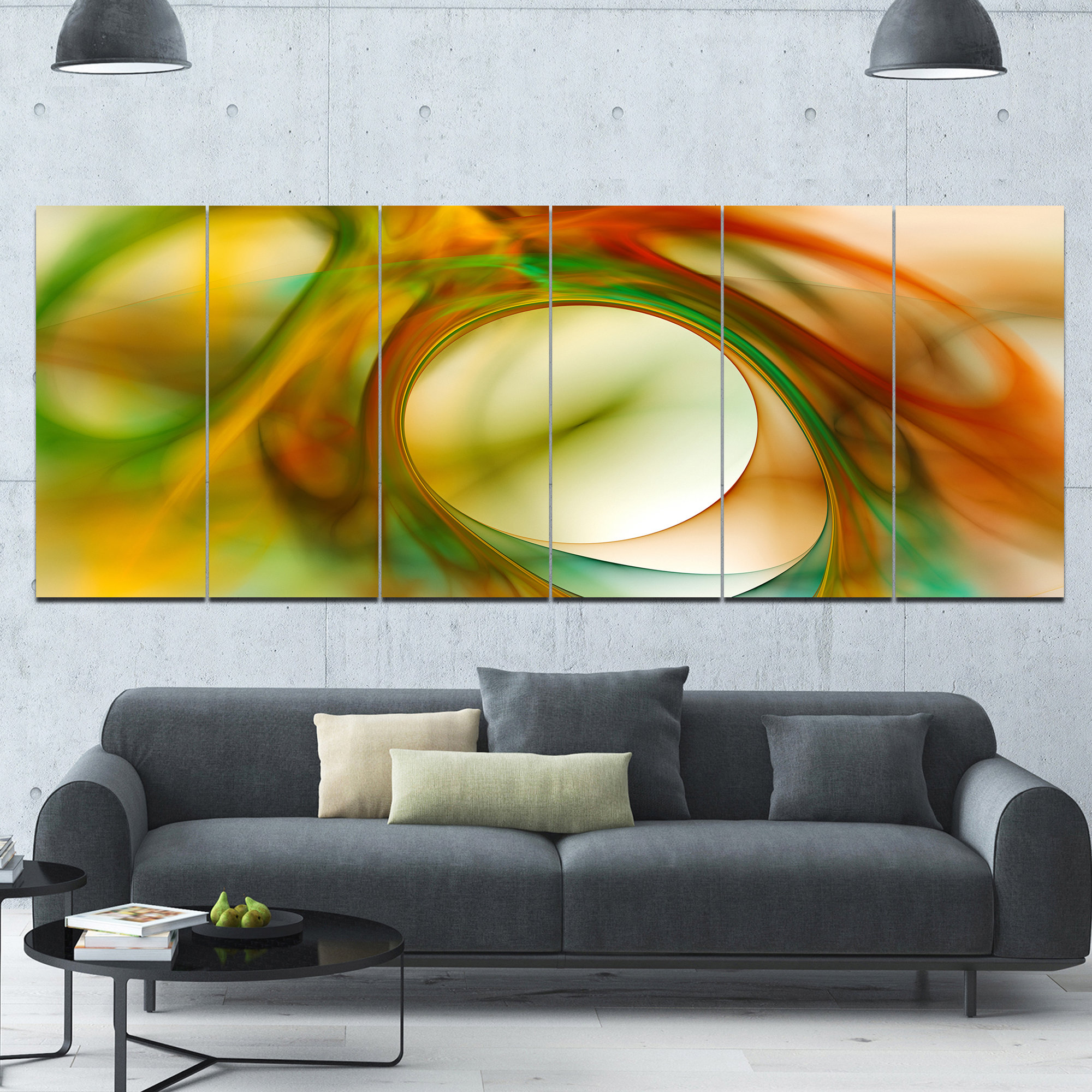 Design Art 'Circled Green Psychedelic Texture' 6 Piece Graphic Art ...
