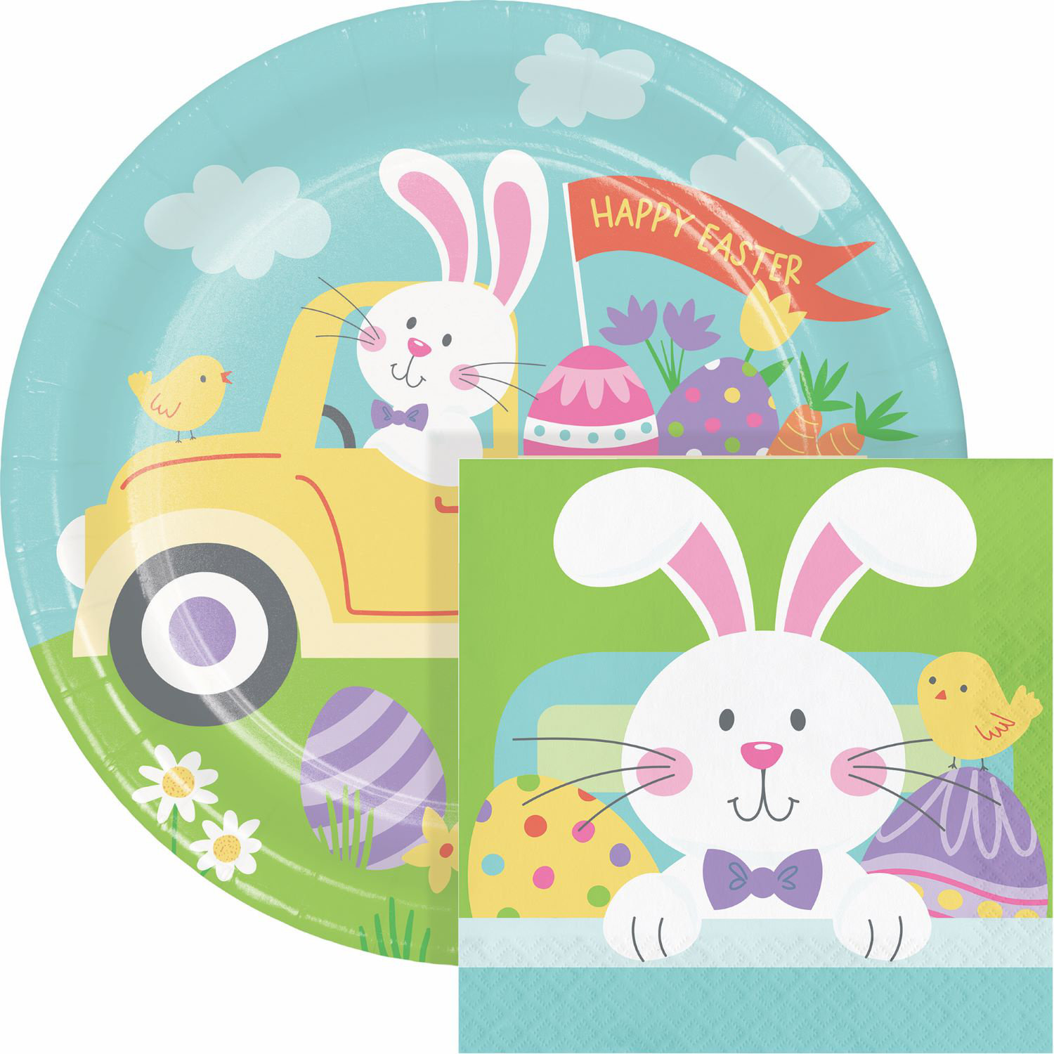 Creative Converting Hippity Hoppity Easter Paper Plates and Napkins Kit ...