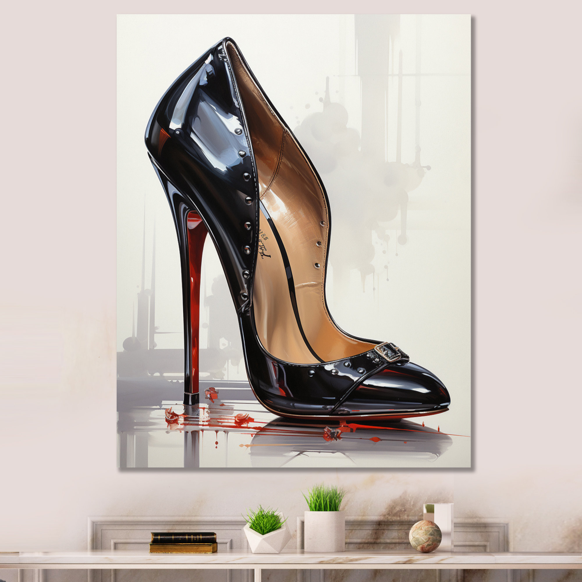 Mercer41 Jaivan Jaivan Black And Red High Heels Symphony IV On Canvas ...