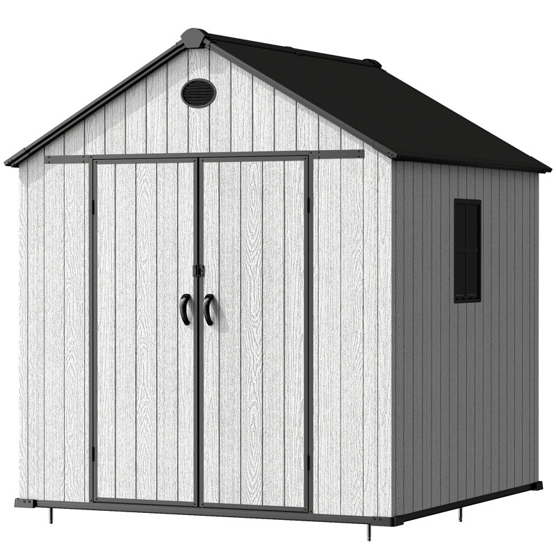 EHHLY 8x8 FT Resin Outdoor Storage Shed Large, 376 Cuft Garden Tool ...