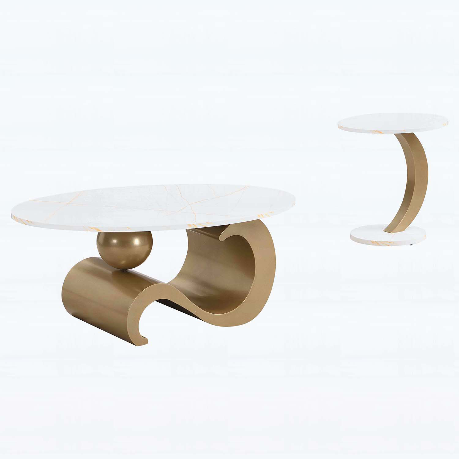 Everly Quinn Modern Nesting Coffee Table Set of 2,Elegant Oval and ...