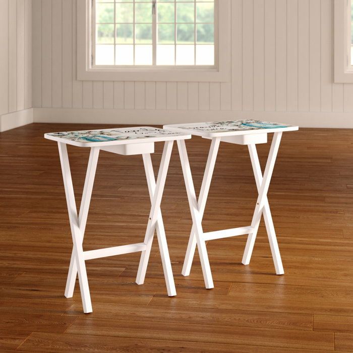 Laurel Foundry Modern Farmhouse Senters Wood Rustic TV Tray Table Set ...