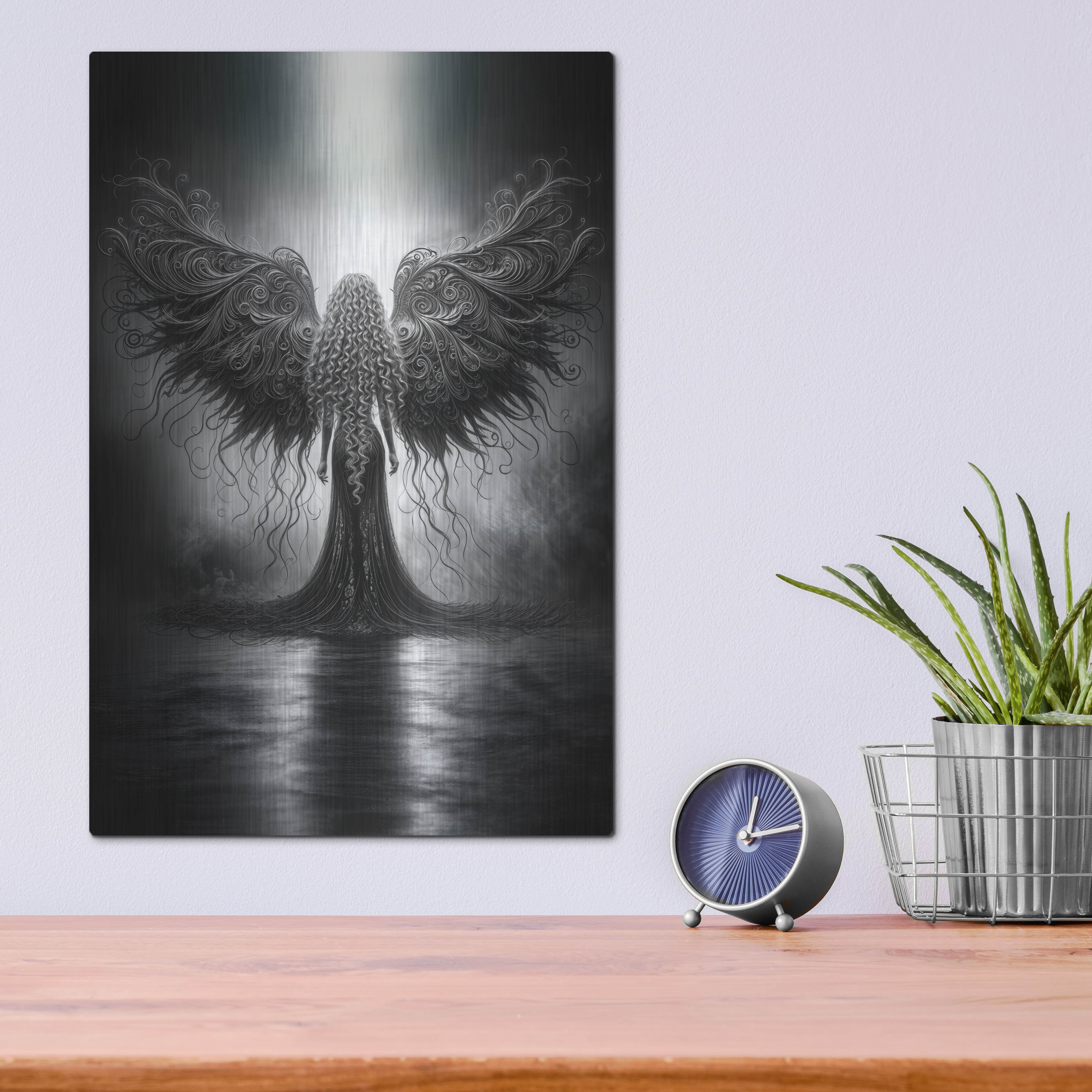 Trinx 'Lone Angel' by KIR.DART Metal Wall Art | Wayfair