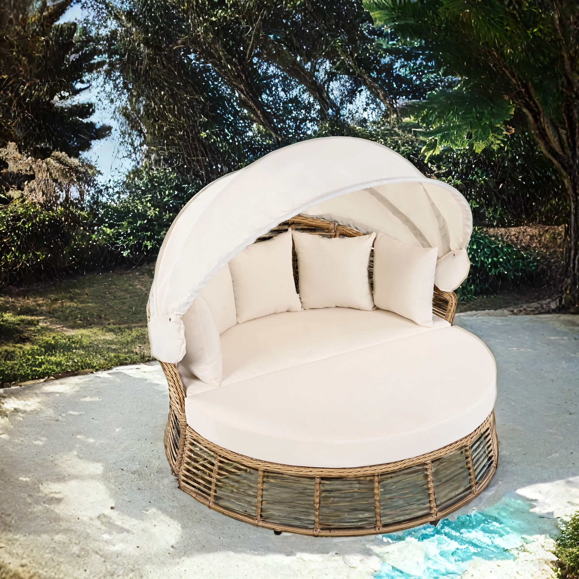 Bay Isle Home™ Outdoor Round Sunbed With Retractable Canopy - Wayfair Canada