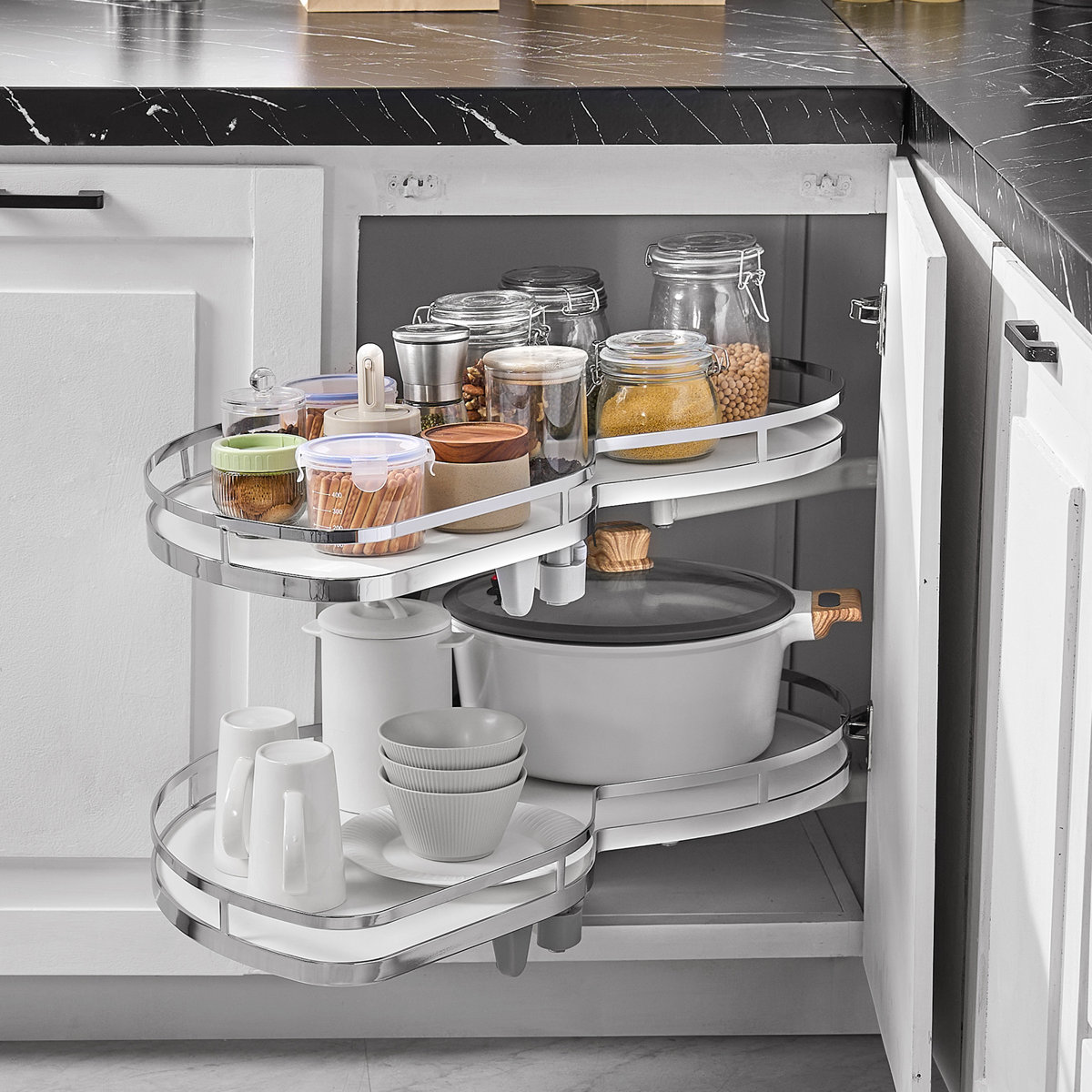 Mint Pantry® 2 Tier Swing Left Blind Corner Cabinet Pull Out Soft Close ...