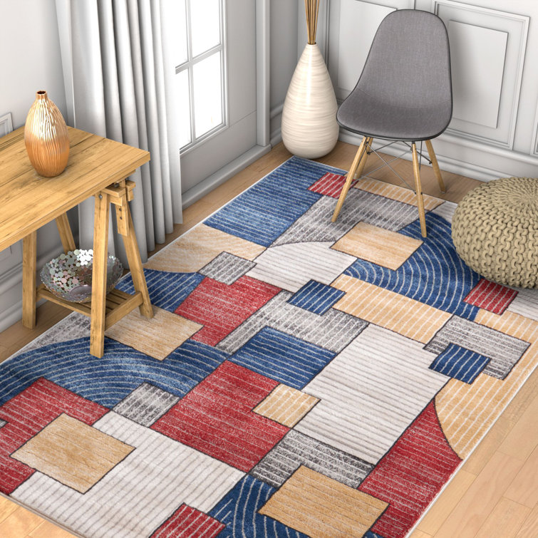 Ebern Designs Devanna Mid-Century Modern Geometric Area Rug | Wayfair