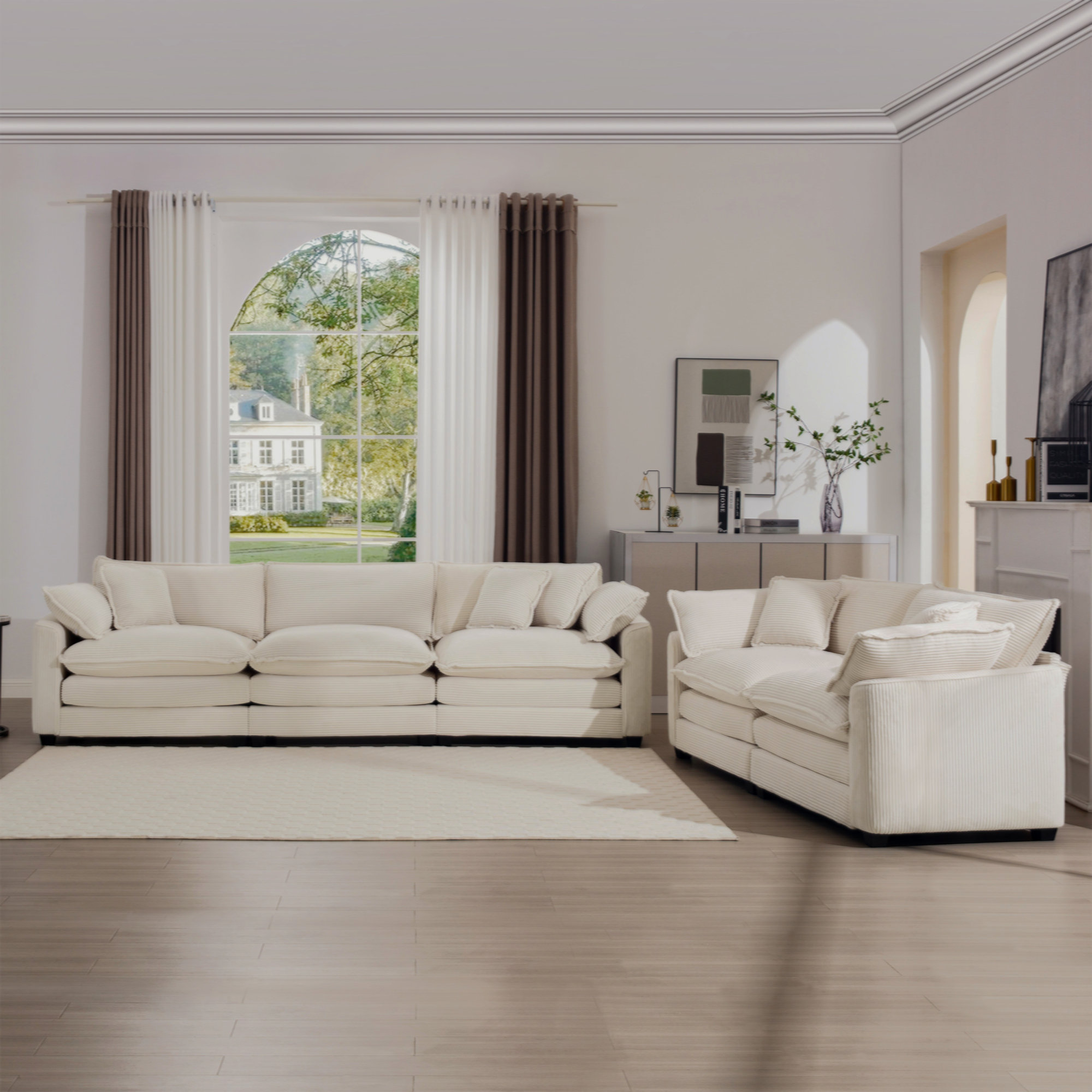 Everly Quinn Modern Fabric Living Room Set Of 2 Sofas With One 2-Seat Sofa And One 3 - Seat Sofa ...