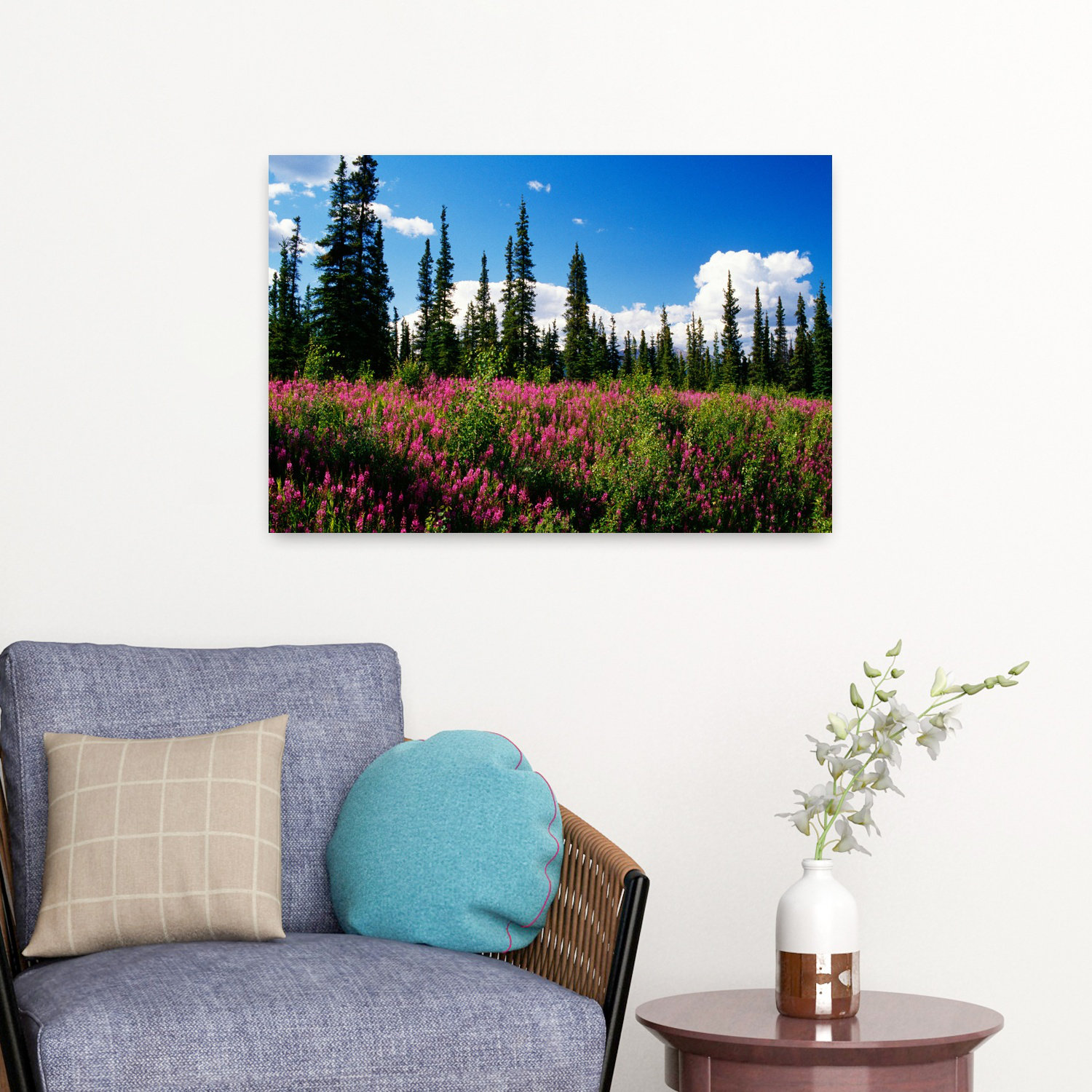 Ophelia & Co. Pink Fireweed Flowers Blooming In Forest Clearing Alaska Usa. Tranquil Vibrant ...