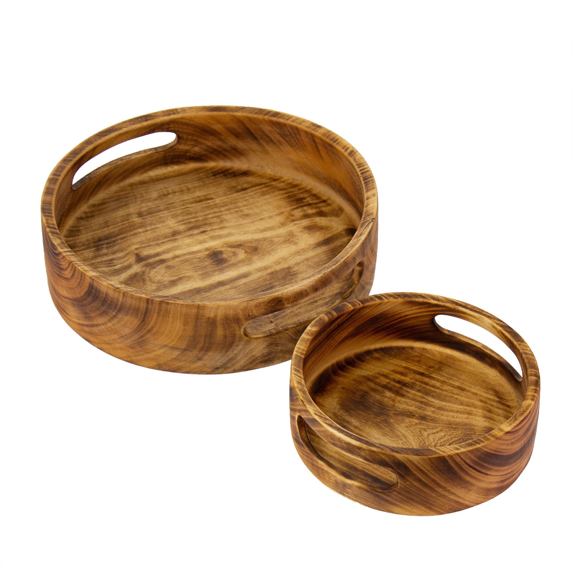 Loon Peak® Nested Jacaranda Wood Trays with Handle, Set of 2 | Wayfair