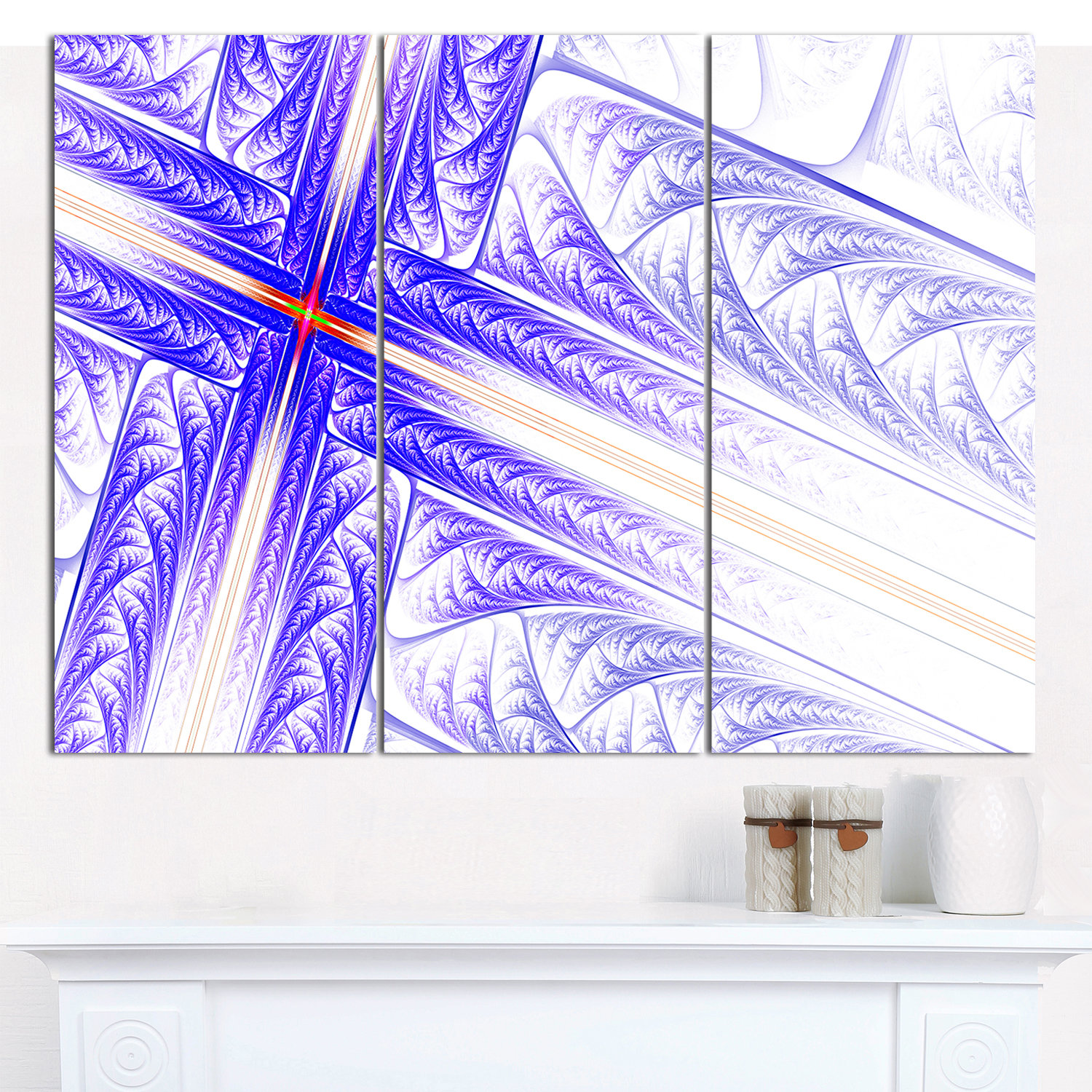 Design Art 'Blue Fractal Cross Design' Graphic Art Print Multi-Piece ...
