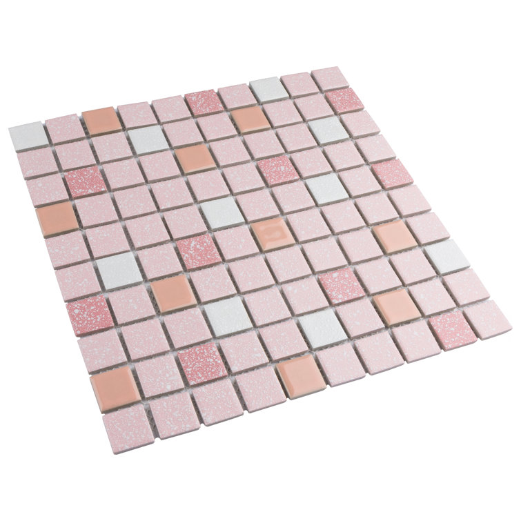 Merola Tile Crystalline Straight Edge Square Pink 12" x 12" Porcelain ...