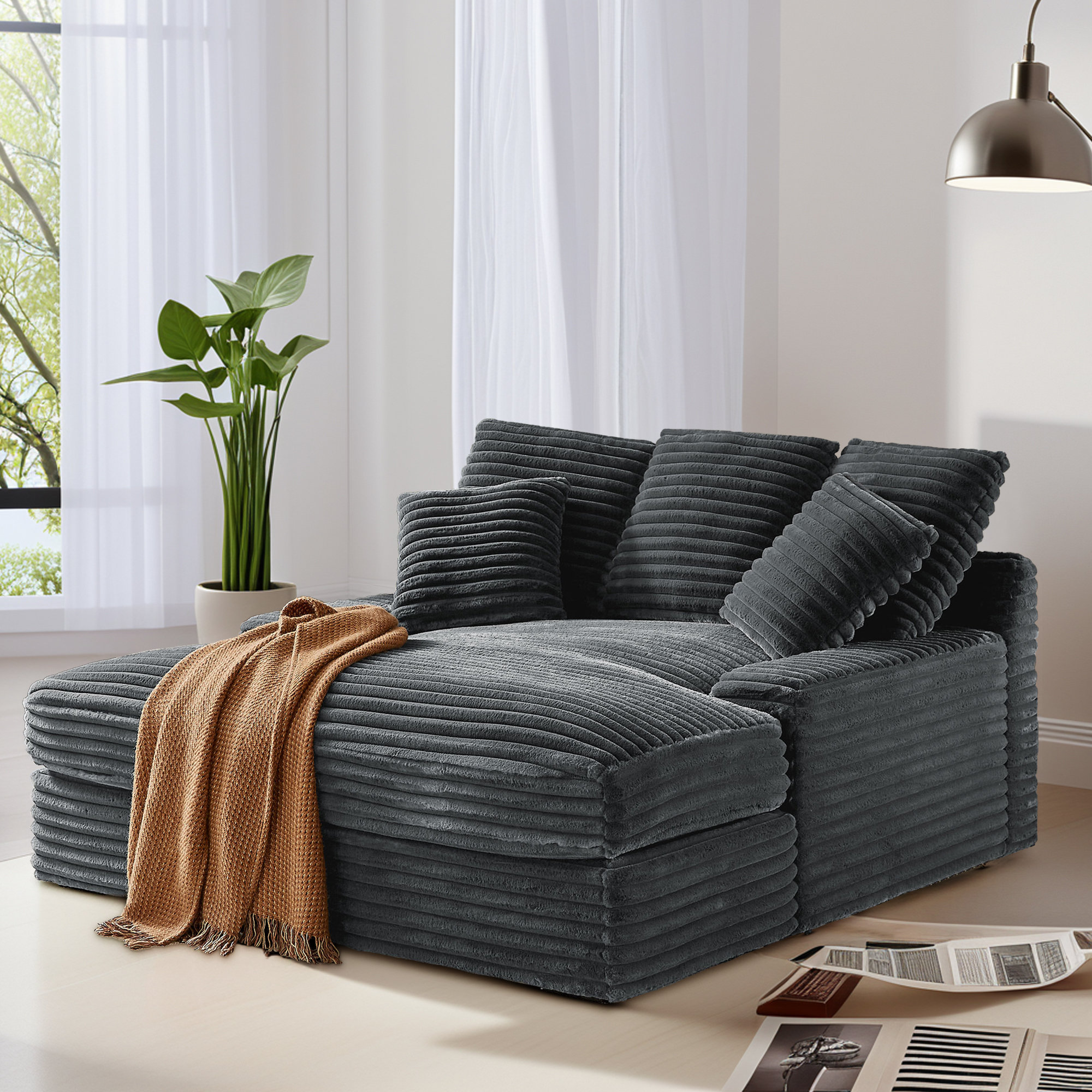 Latitude Run® Latitude Run 64inch Modern Upholstered Indoor Chaise ...