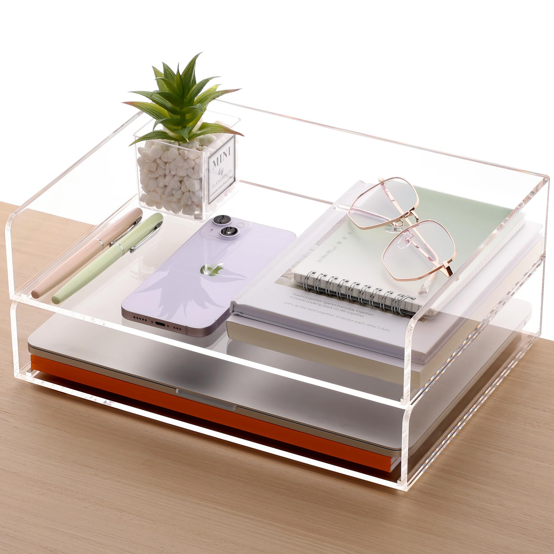 Inbox Zero 2-Pack Paper Organizer For Desk, Acrylic Stackable Letter ...