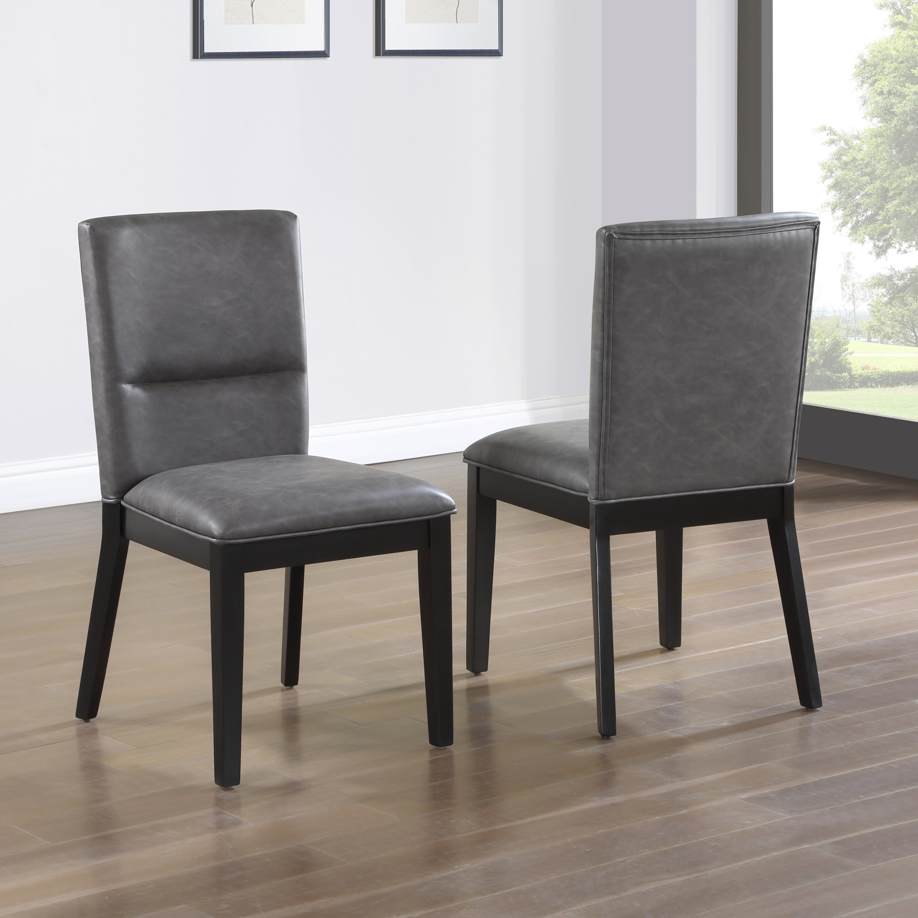 Corrigan Studio Marcellius Upholstered Back Parsons Chair in Grey ...