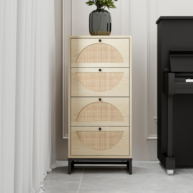 Barak Natural Rattan Sideboard, High Storage Cabinet with Rattan Weave ...