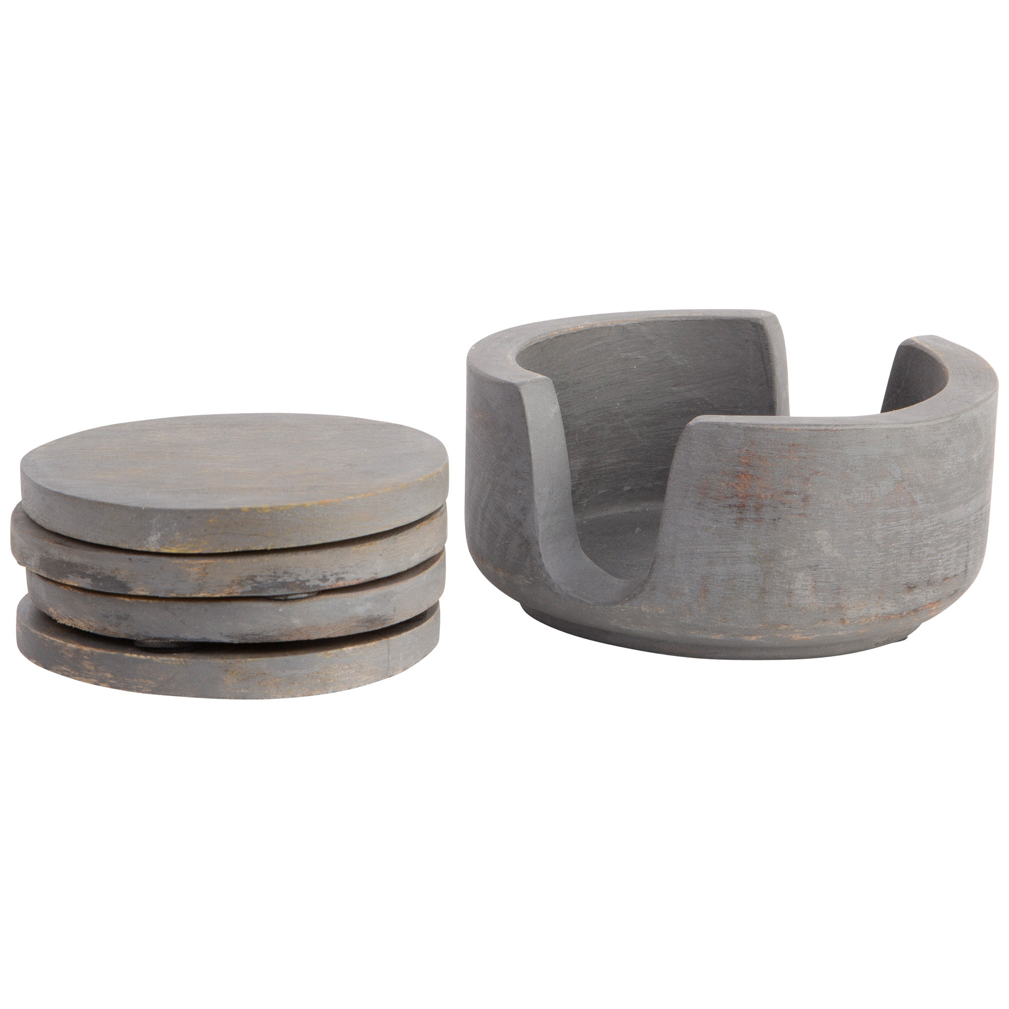 Loon Peak® Wood Round 4 Piece Coaster Set With Holder & Reviews | Wayfair