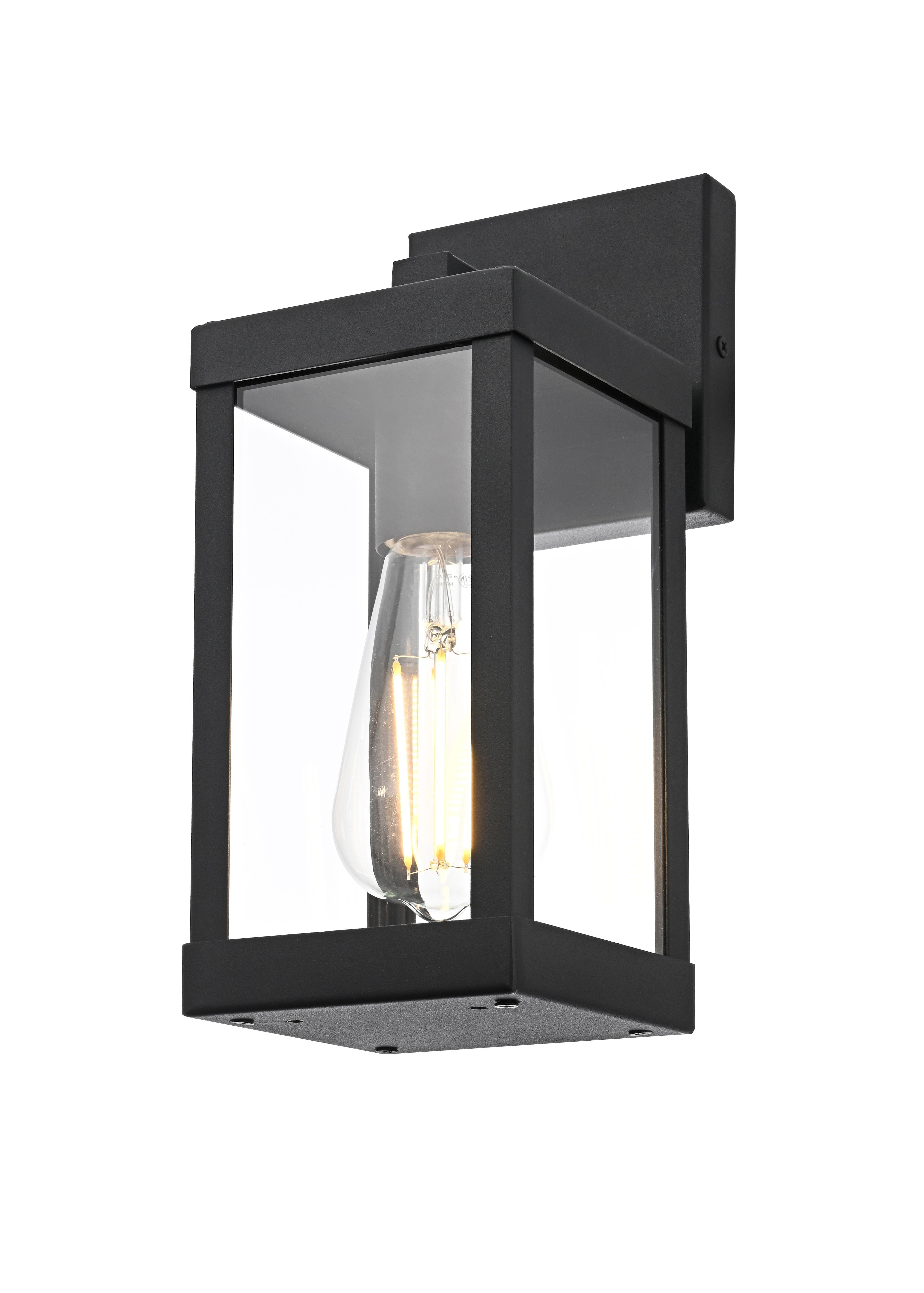 Ebern Designs Peter Outdoor Wall Sconce in Black | Wayfair
