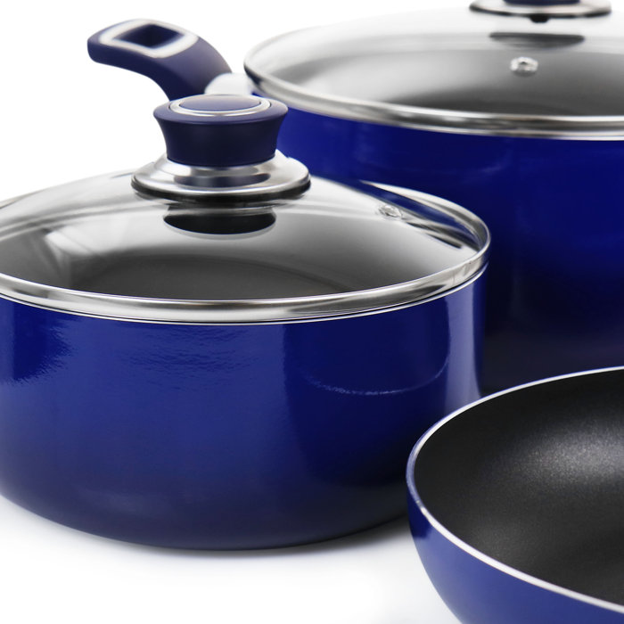 Oster Non Stick 10 Piece Aluminum Cookware Set In Black | Wayfair