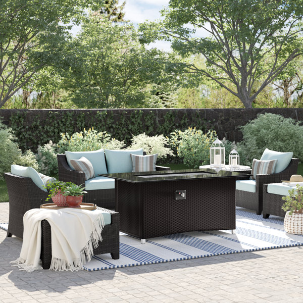 RST Brands Outdoor Deco Love 5 Piece Fire Pit Set with Cushions ...