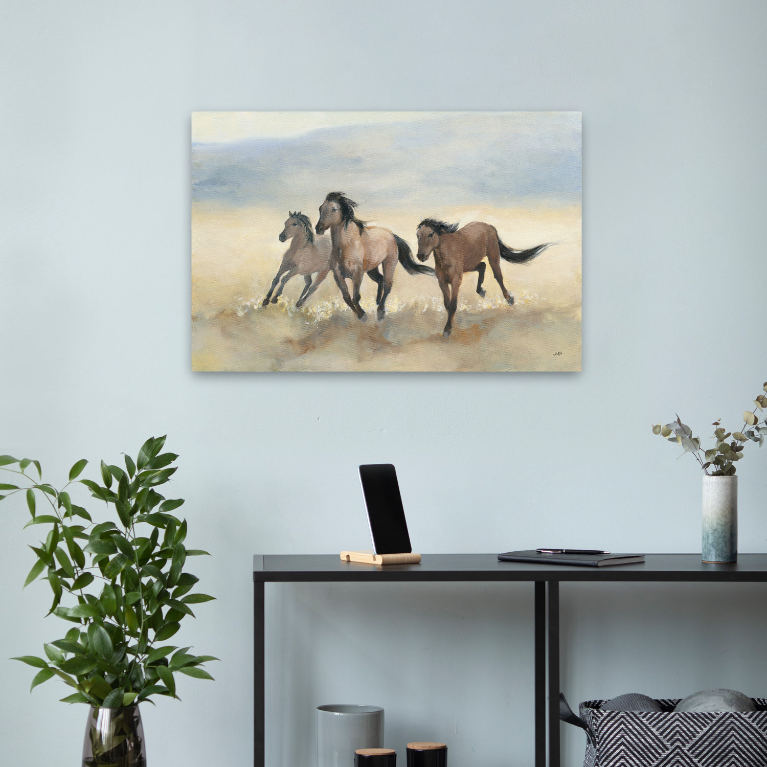 Foundry Select Wild Mustangs Contemporary Animal Black Blue Beige Brown ...