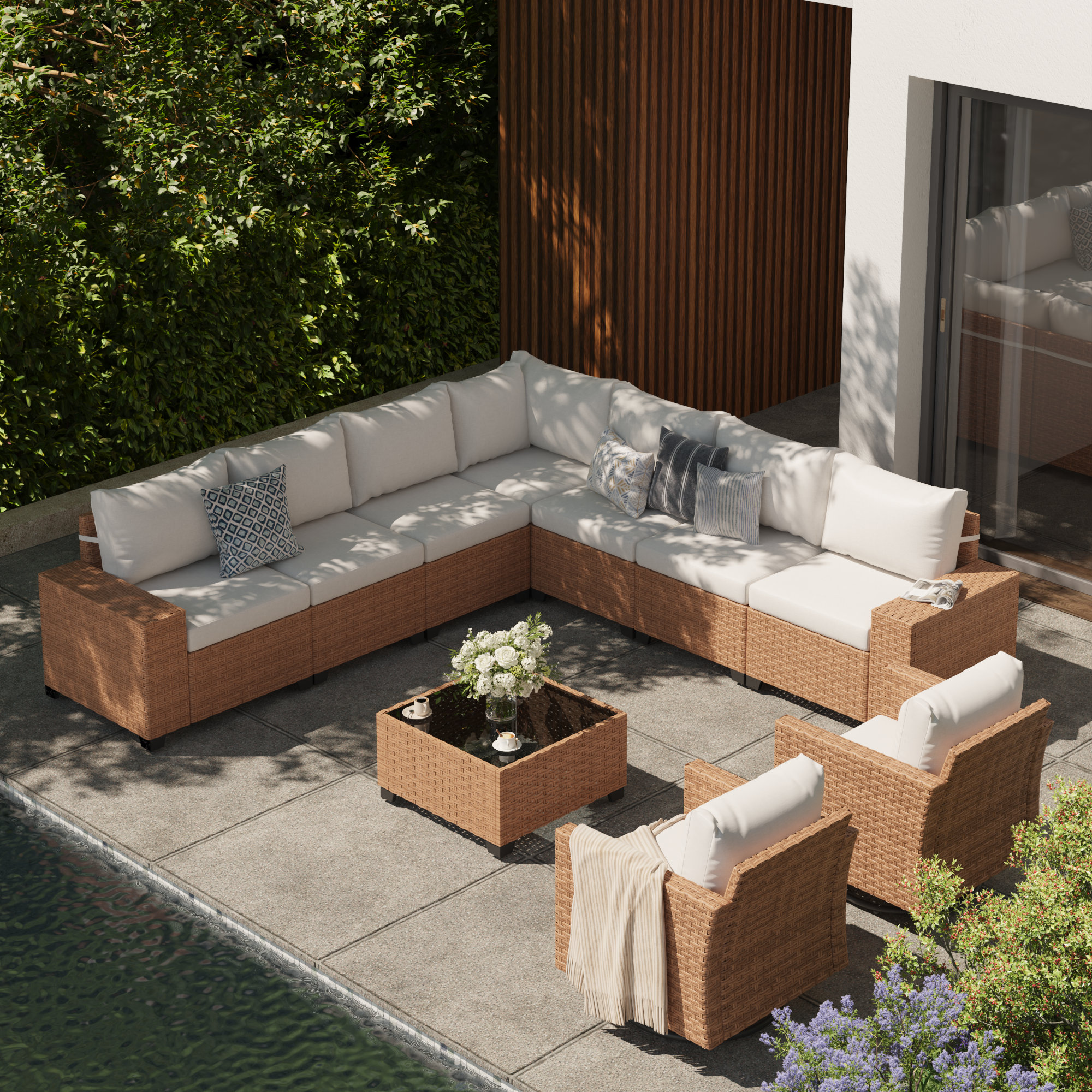 Latitude Run® Outdoor 10 - Piece Conversation Sets With Cushions | Wayfair