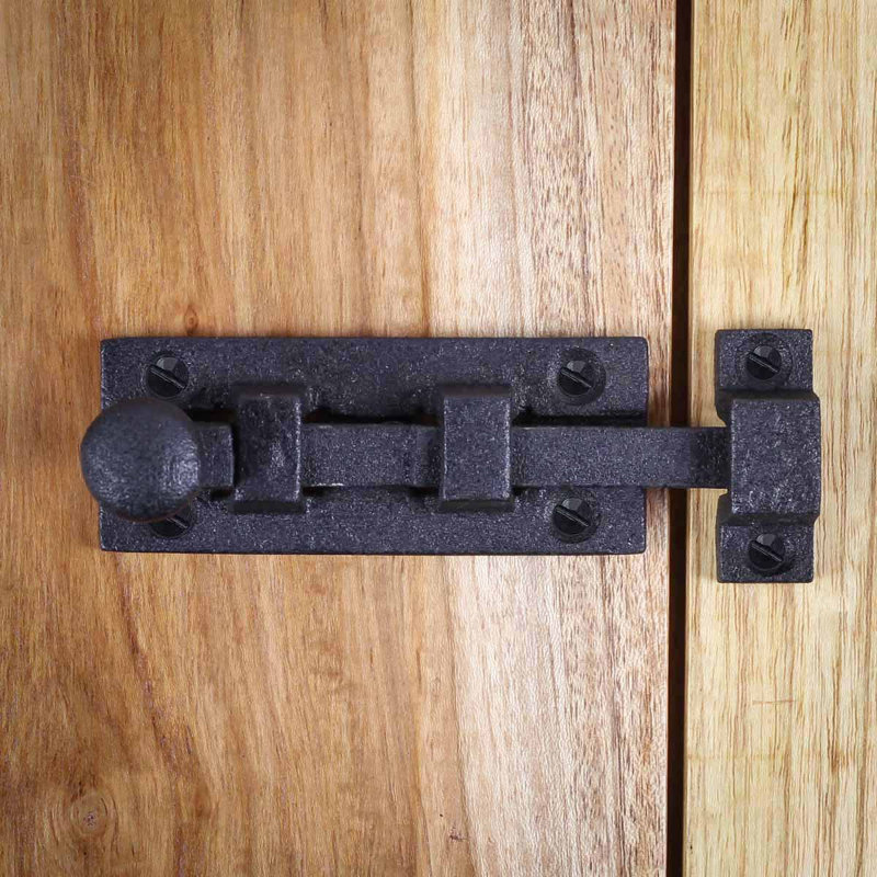 The Renovators Supply Inc. Black Wrought Iron Slide Bolt Rust Resistant ...