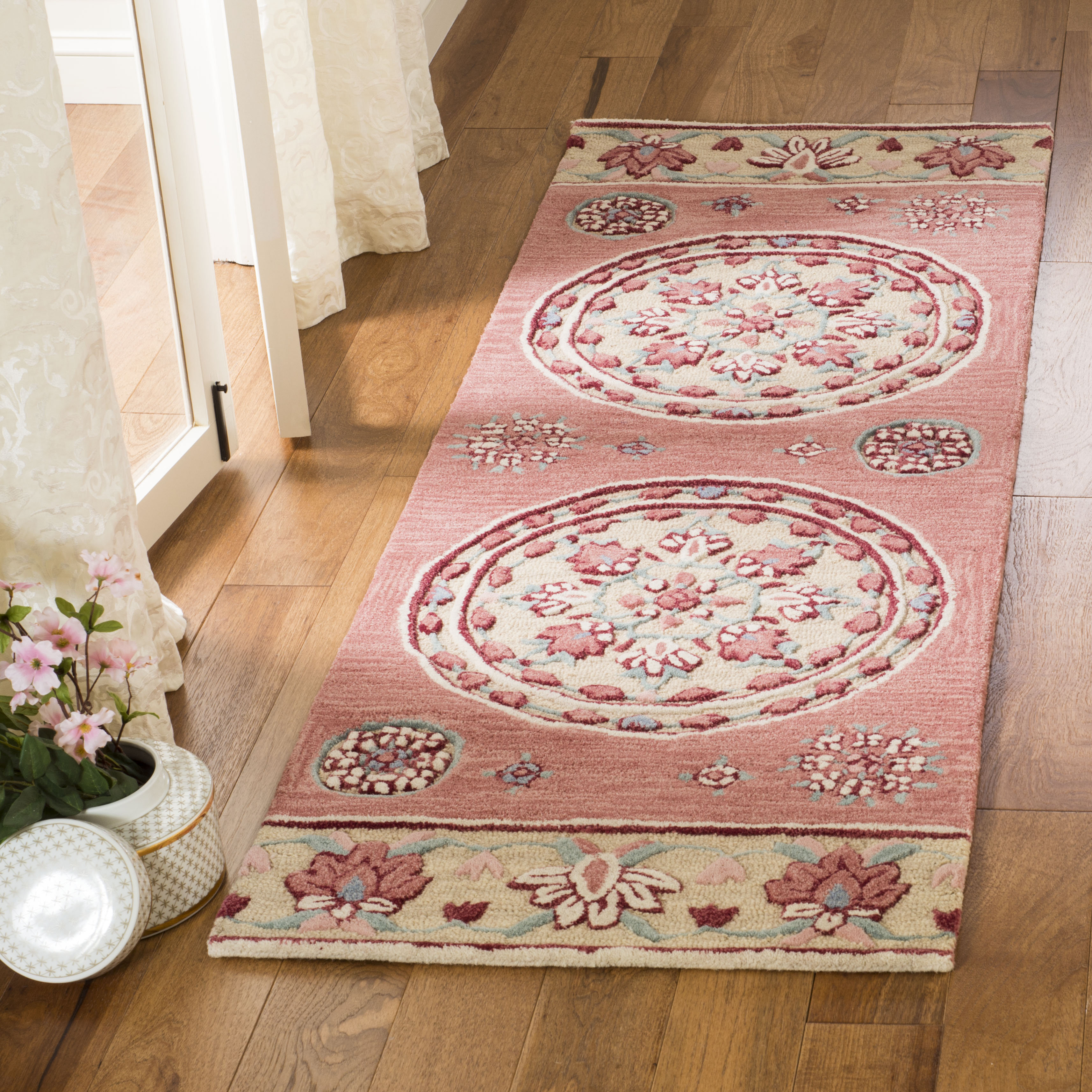 Bungalow Rose Eatonville Floral Handmade Tufted Wool Red Area Rug ...