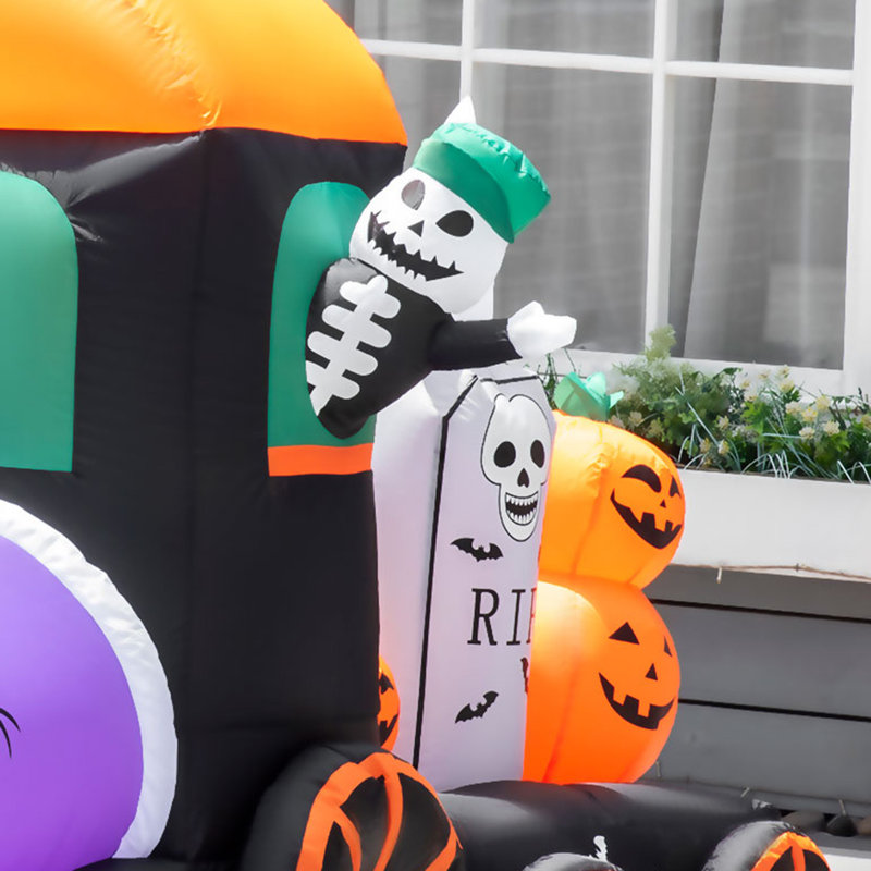 The Holiday Aisle® Skeleton Train with Ghosts Inflatable | Wayfair