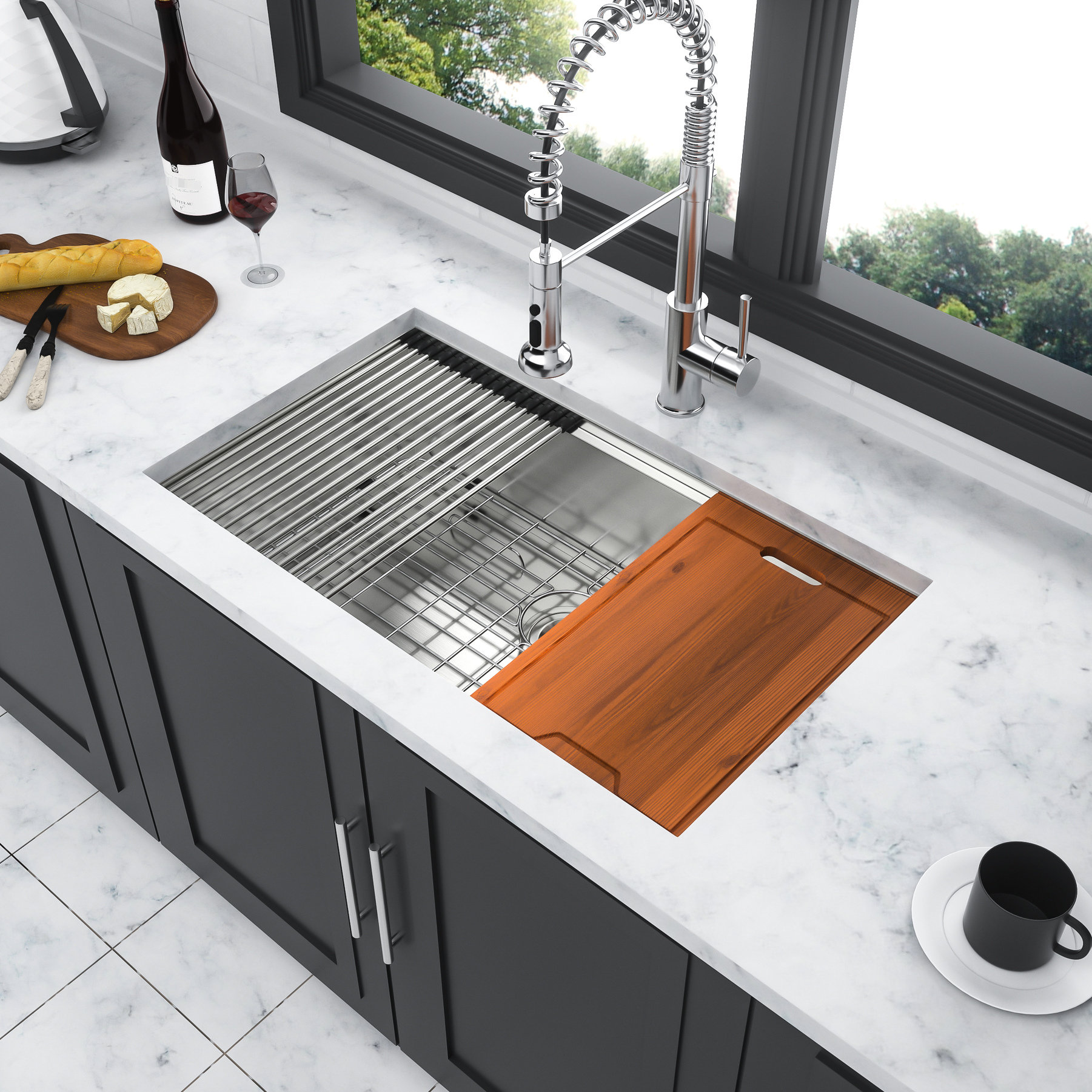 Kivaritio 30"X19"X10" Inch Undermount Single Bowl Workstation Sink In ...