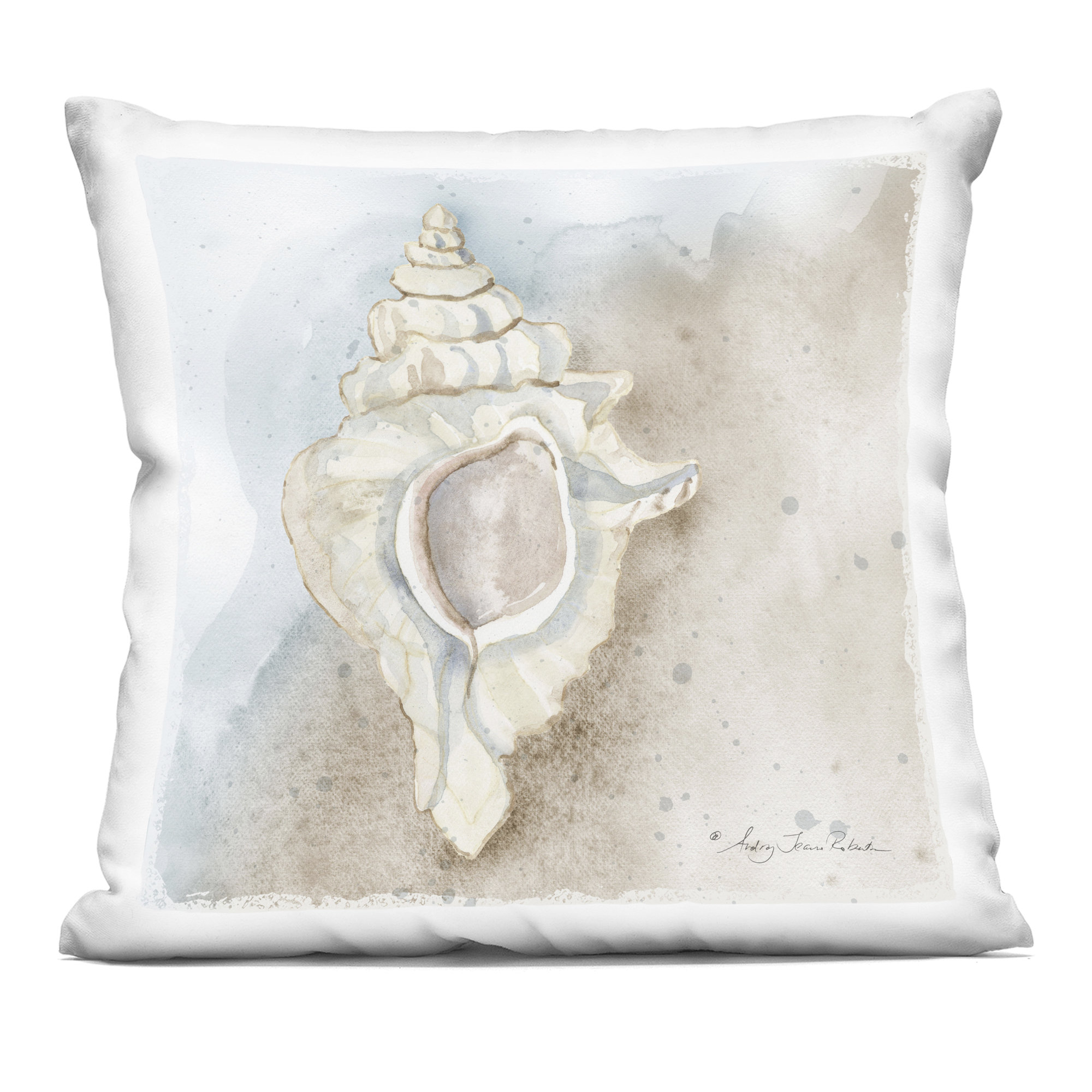 Stupell Industries Spiral Nautilus on Shore Decorative Printed Throw Pillow design by Audrey ...