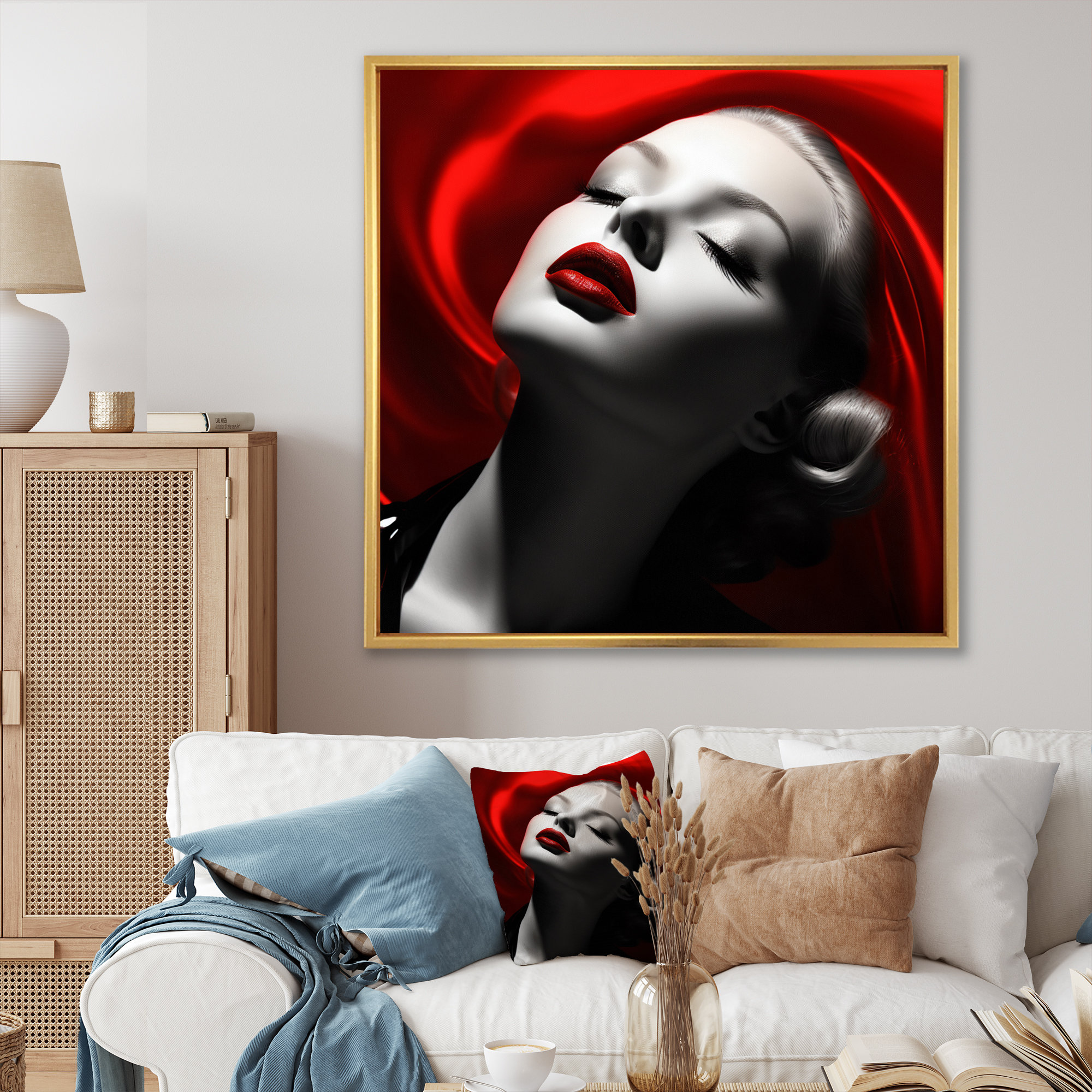 Ebern Designs Vintage Fashion Glam Lady In Glorious Red I On Canvas ...