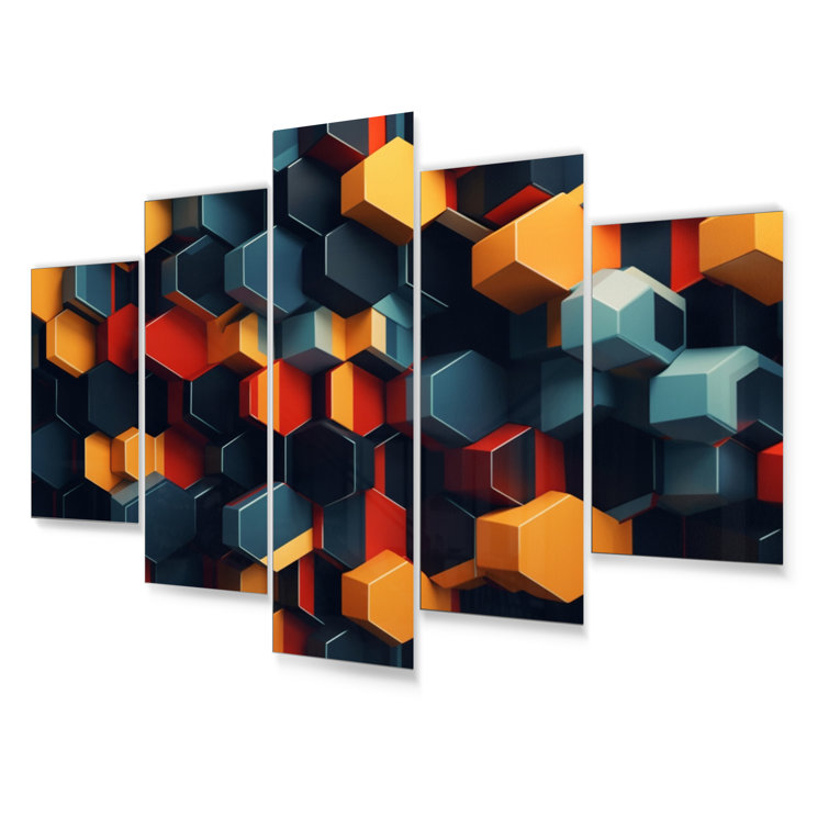 Wrought Studio Orange Blue Orange And Blue Geometric Abstractions I ...