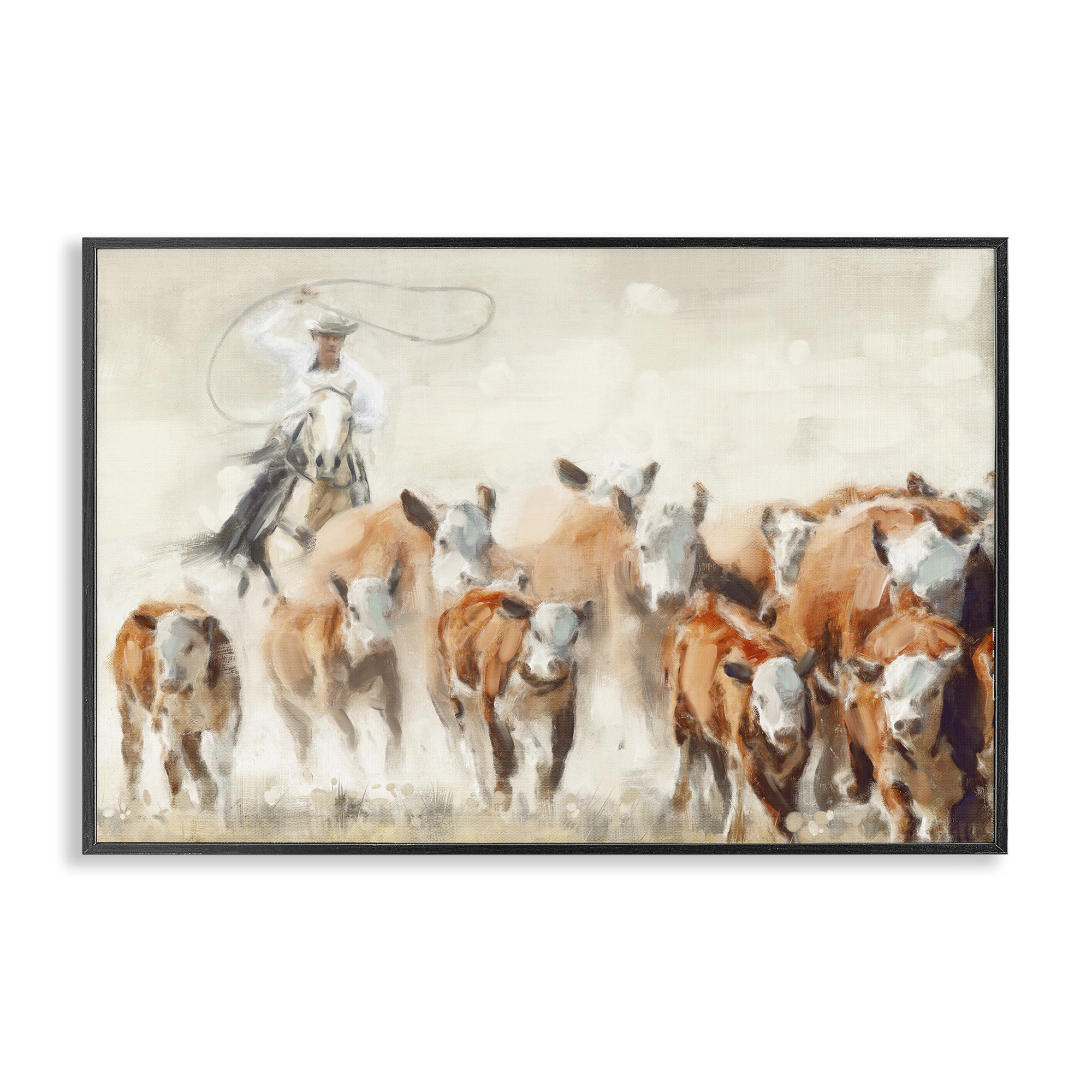 Ebern Designs Cowboy Cattle Roundup Giclee Art by Nina Blue - Wayfair ...