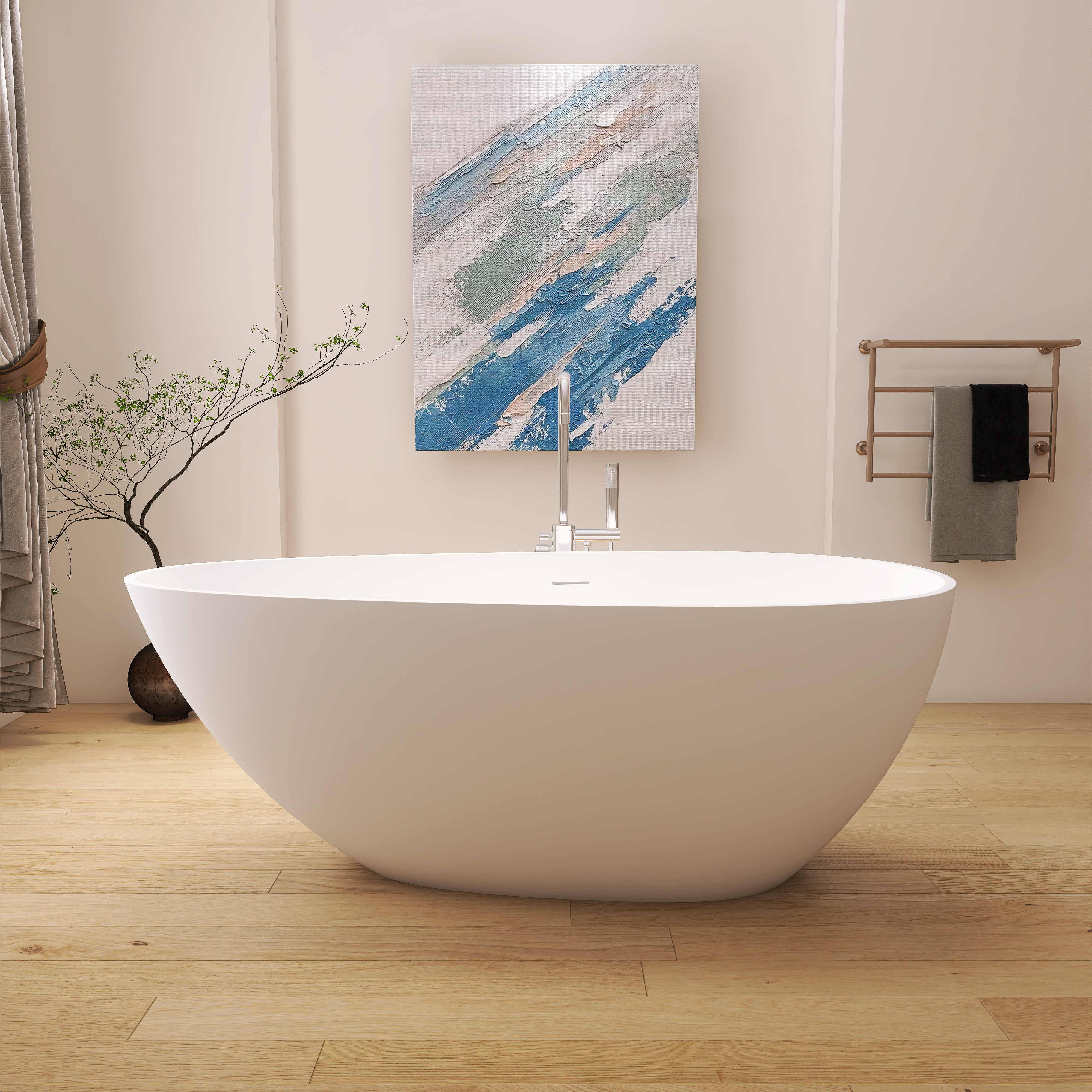 Craft Tech Haven 59" Freestanding Tub Solid Surface Stone Resin Soaking ...