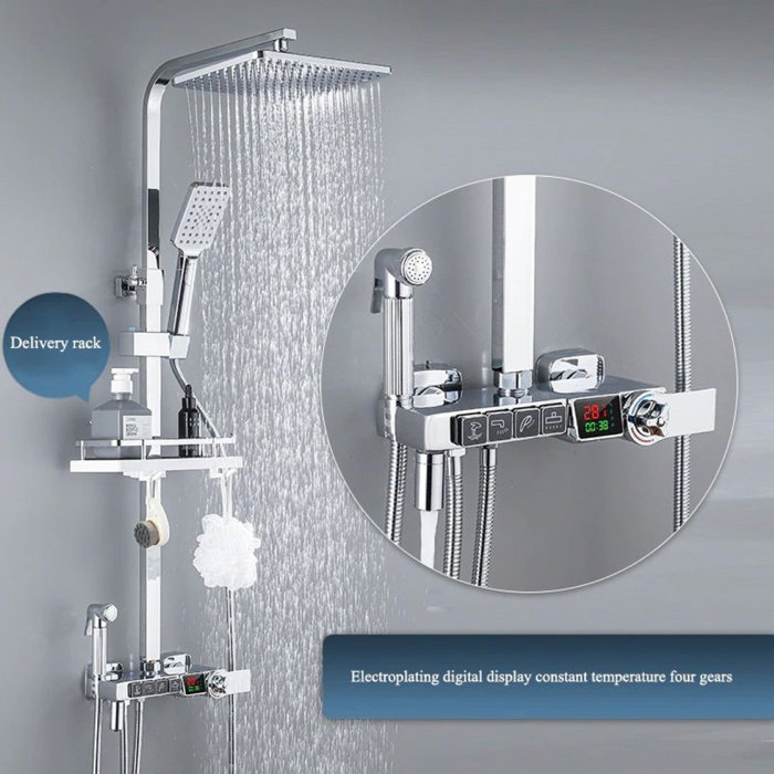 Juno Showers Modern wall-mounted showerhead with adjustable arm and ...