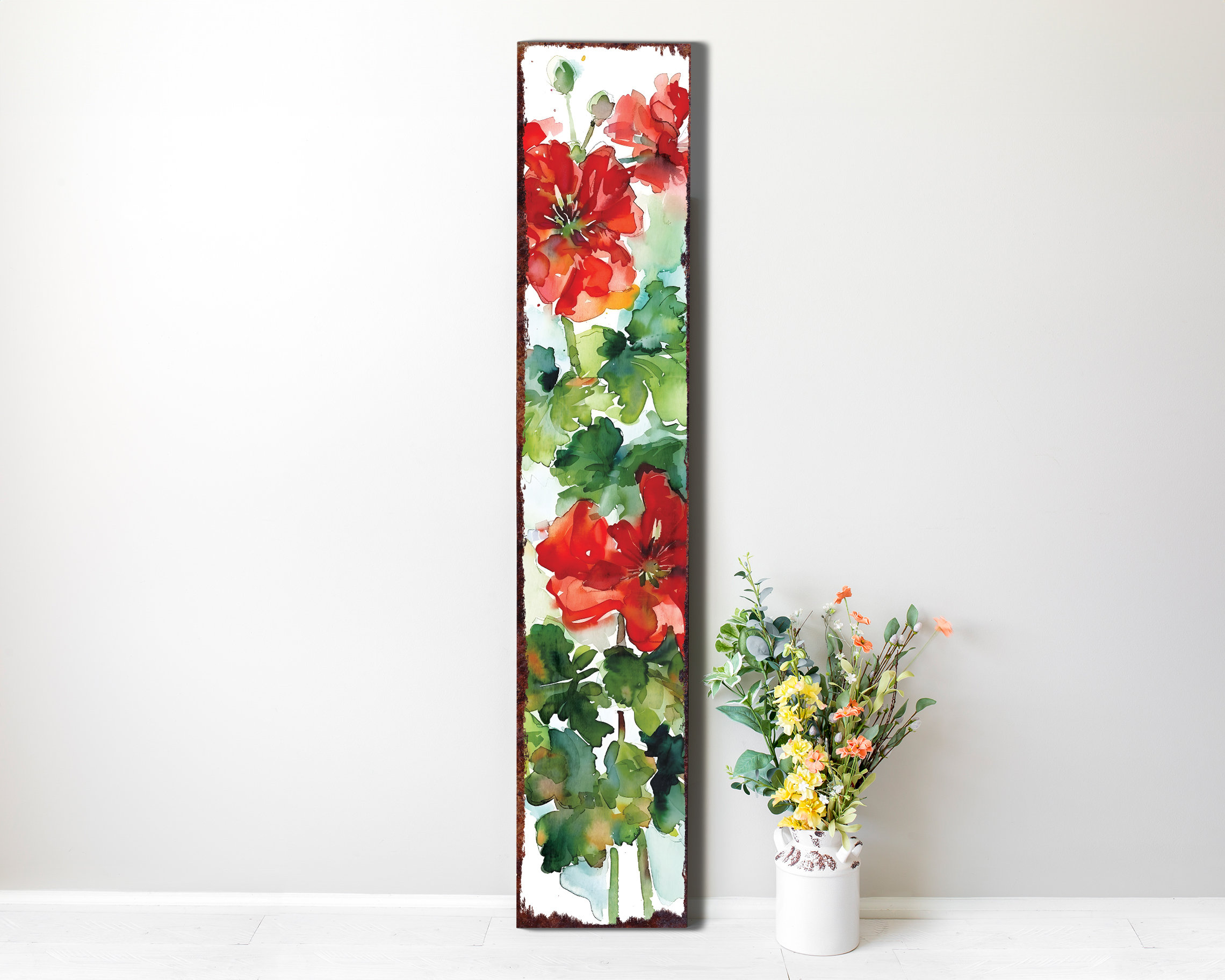 Lark Manor 48in Summer Red Geraniums Wooden Porch Sign - Rustic ...
