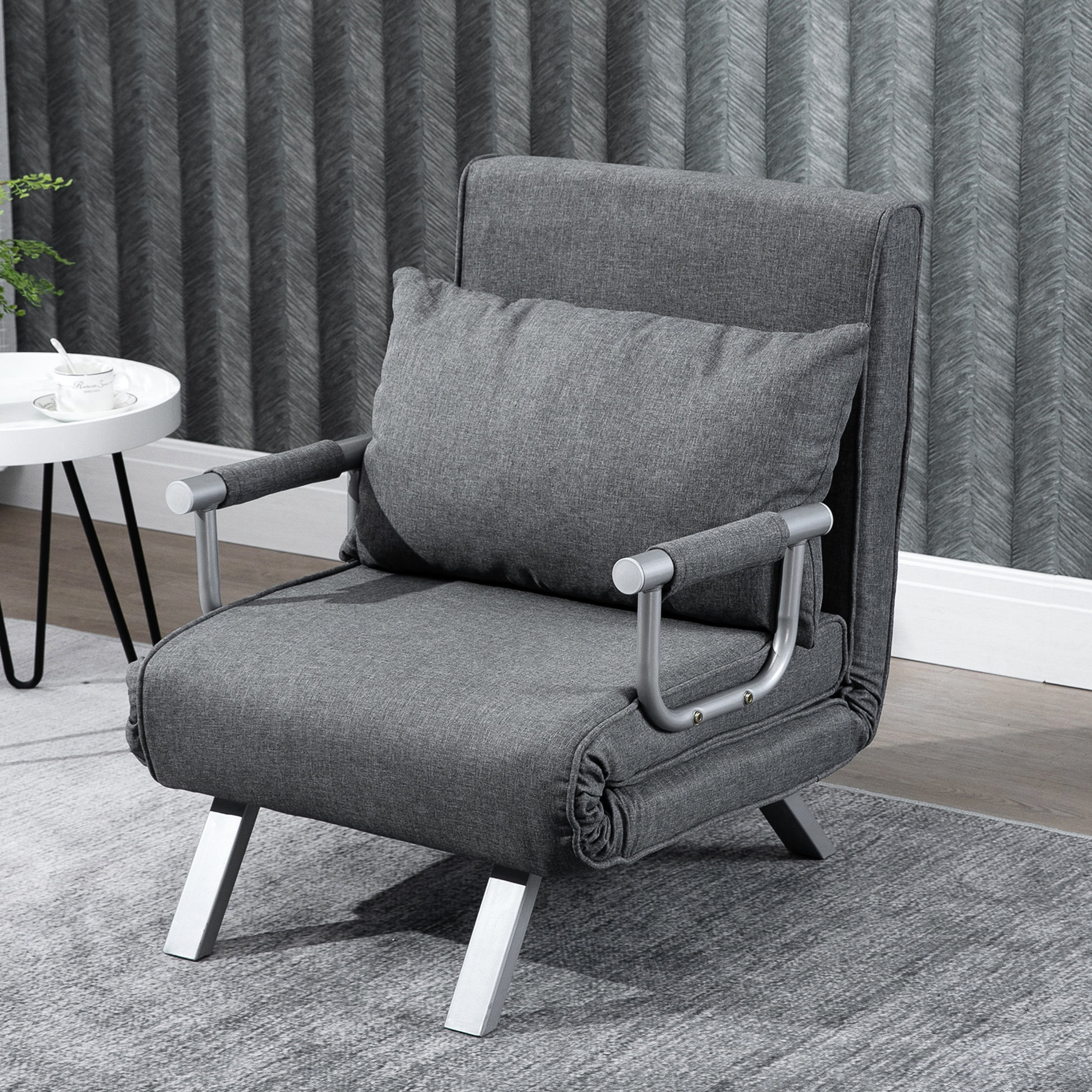 Latitude Run® 5 Position Adjustable Bed Chair, Grey Folding With Pillow ...