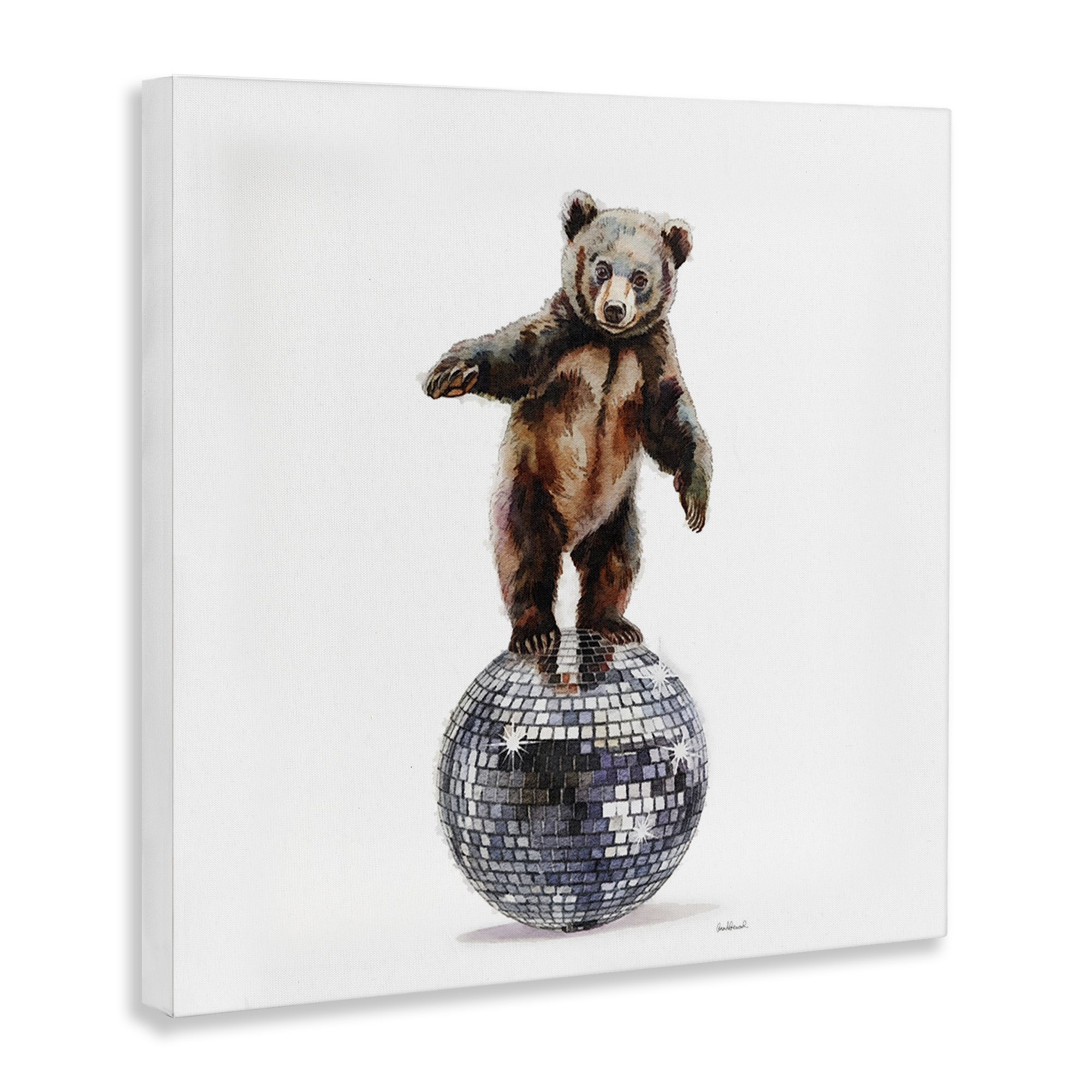 Dakota Fields Bear Balancing on Disco Ball Canvas, design by Amanda ...