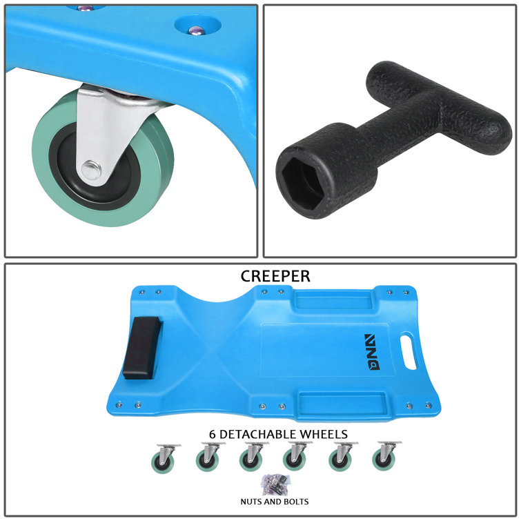 DNA Motoring Low Profile Plastic Rolling Garage Shop Creeper With ...